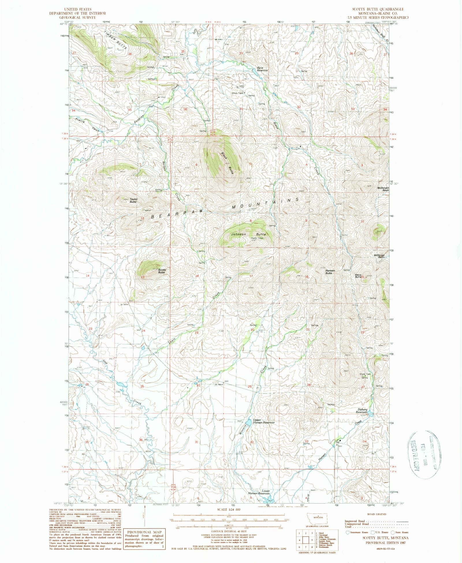 Classic USGS Scotty Butte Montana 7.5'x7.5' Topo Map – MyTopo Map Store