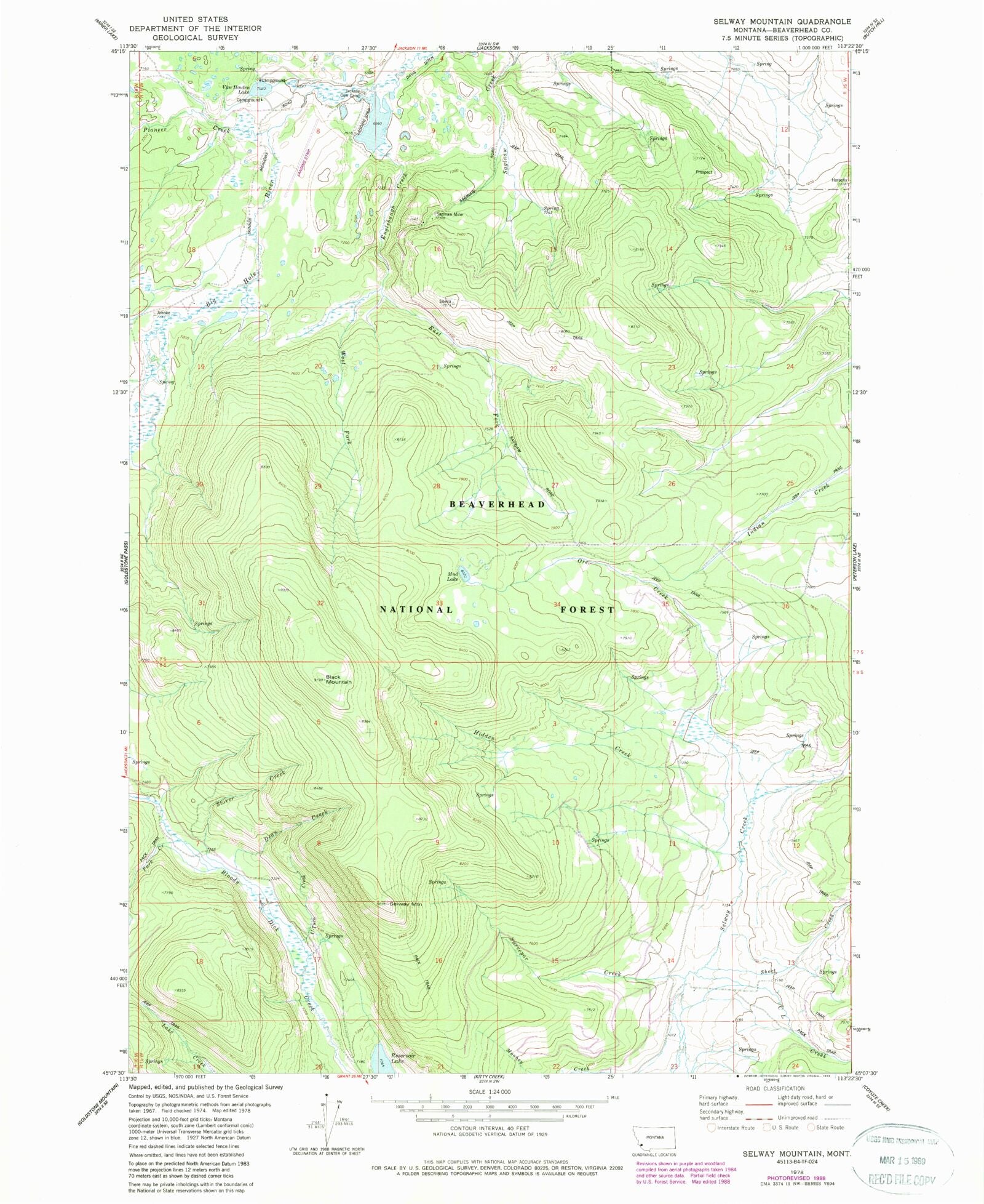 Classic USGS Selway Mountain Montana 7.5'x7.5' Topo Map – MyTopo Map Store