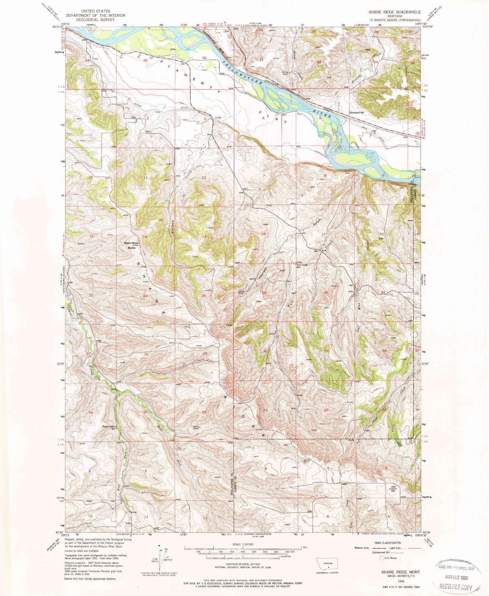 Classic USGS Shane Ridge Montana 7.5'x7.5' Topo Map – MyTopo Map Store