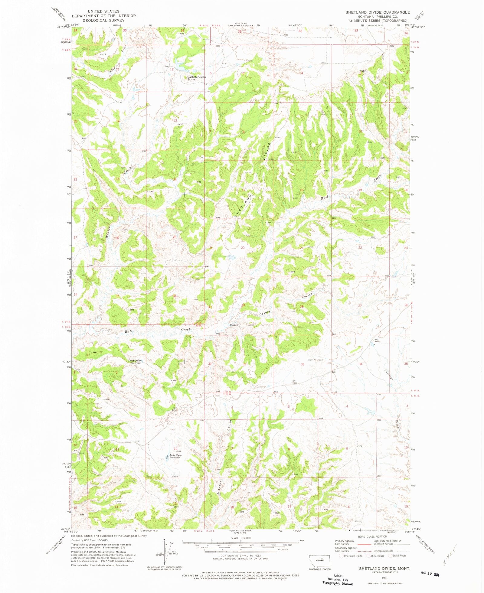 Classic USGS Shetland Divide Montana 7.5'x7.5' Topo Map – MyTopo Map Store