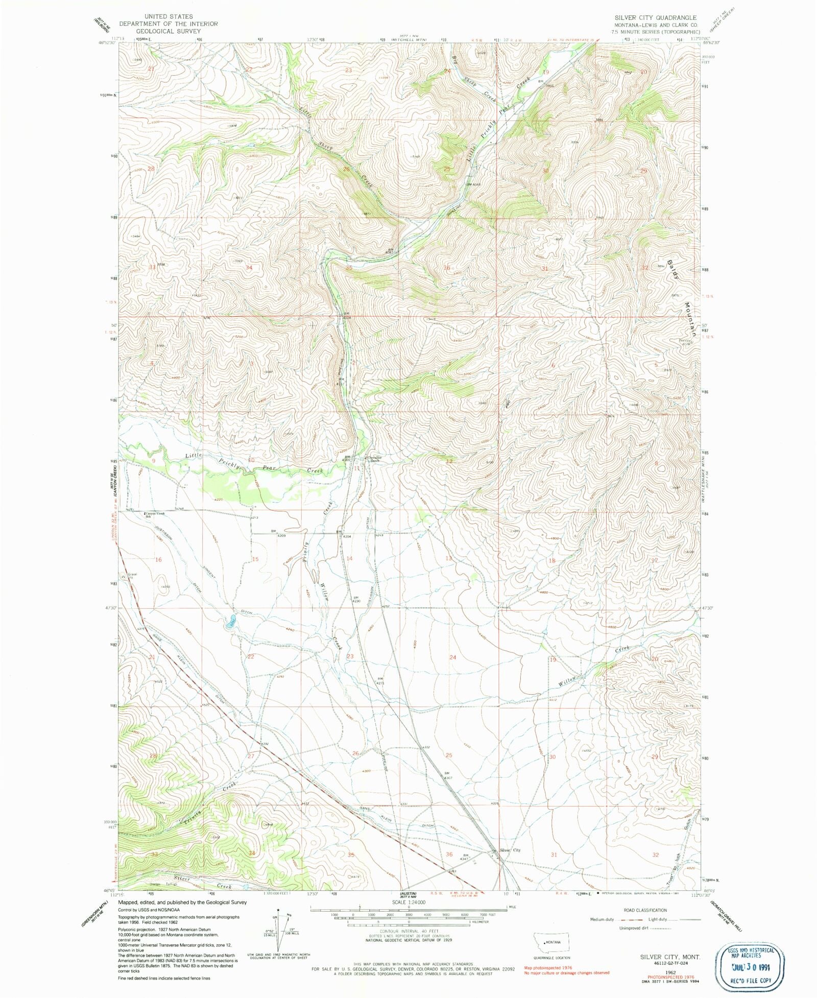 Classic USGS Silver City Montana 7.5'x7.5' Topo Map – MyTopo Map Store