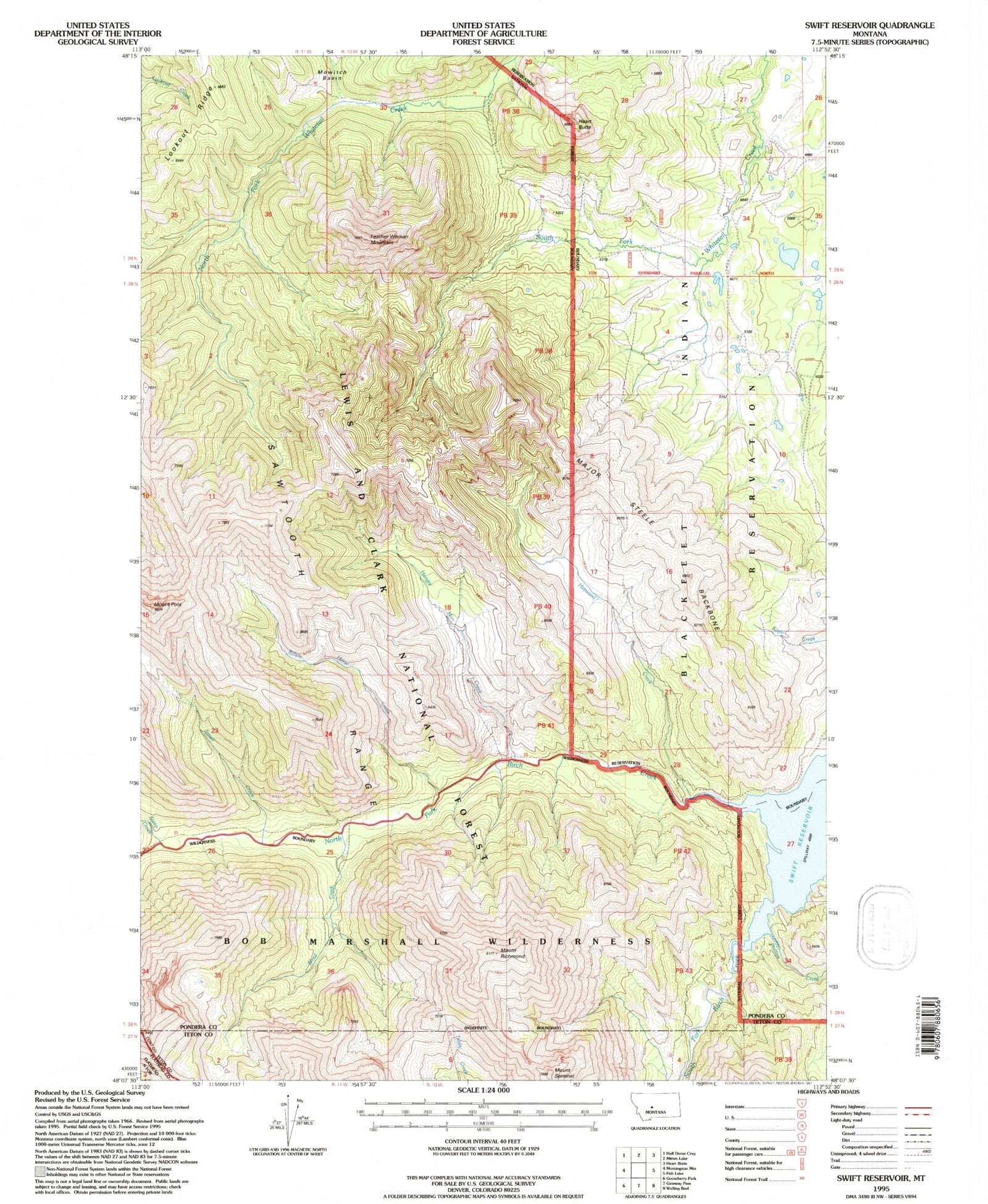 Classic USGS Swift Reservoir Montana 7.5'x7.5' Topo Map – MyTopo Map Store