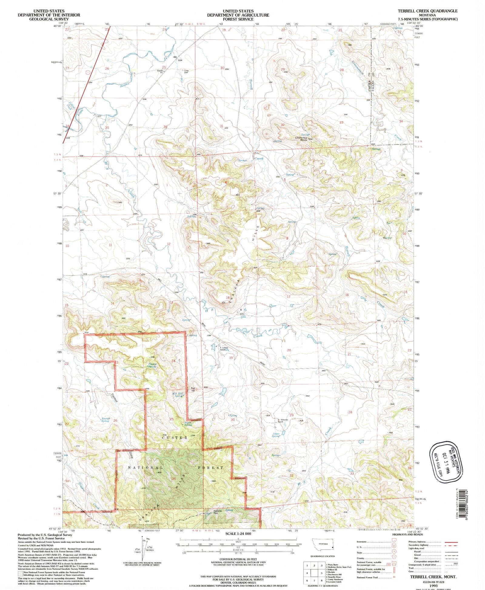 Classic USGS Terrell Creek Montana 7.5'x7.5' Topo Map – MyTopo Map Store