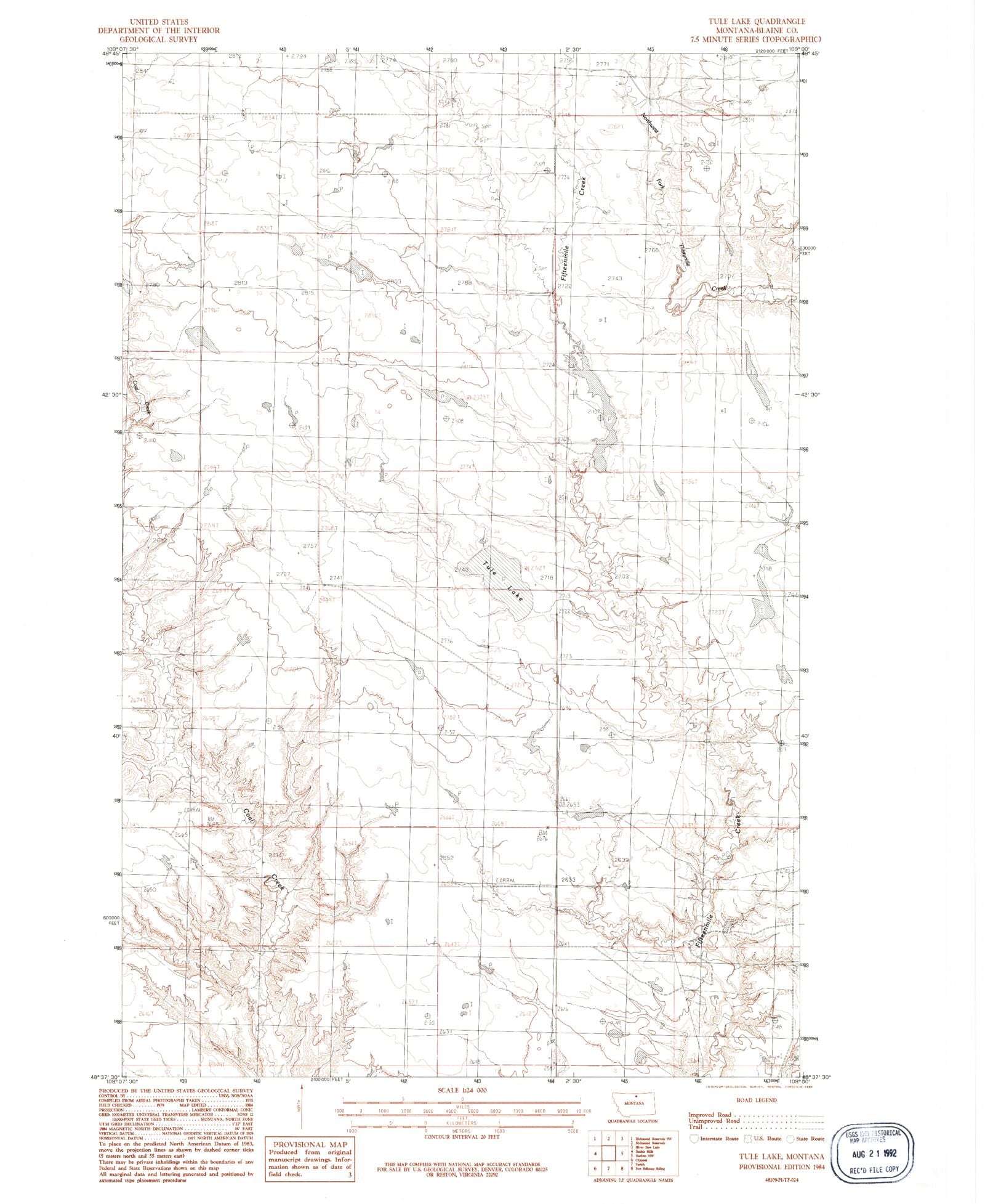 Classic USGS Tule Lake Montana 7.5'x7.5' Topo Map – MyTopo Map Store