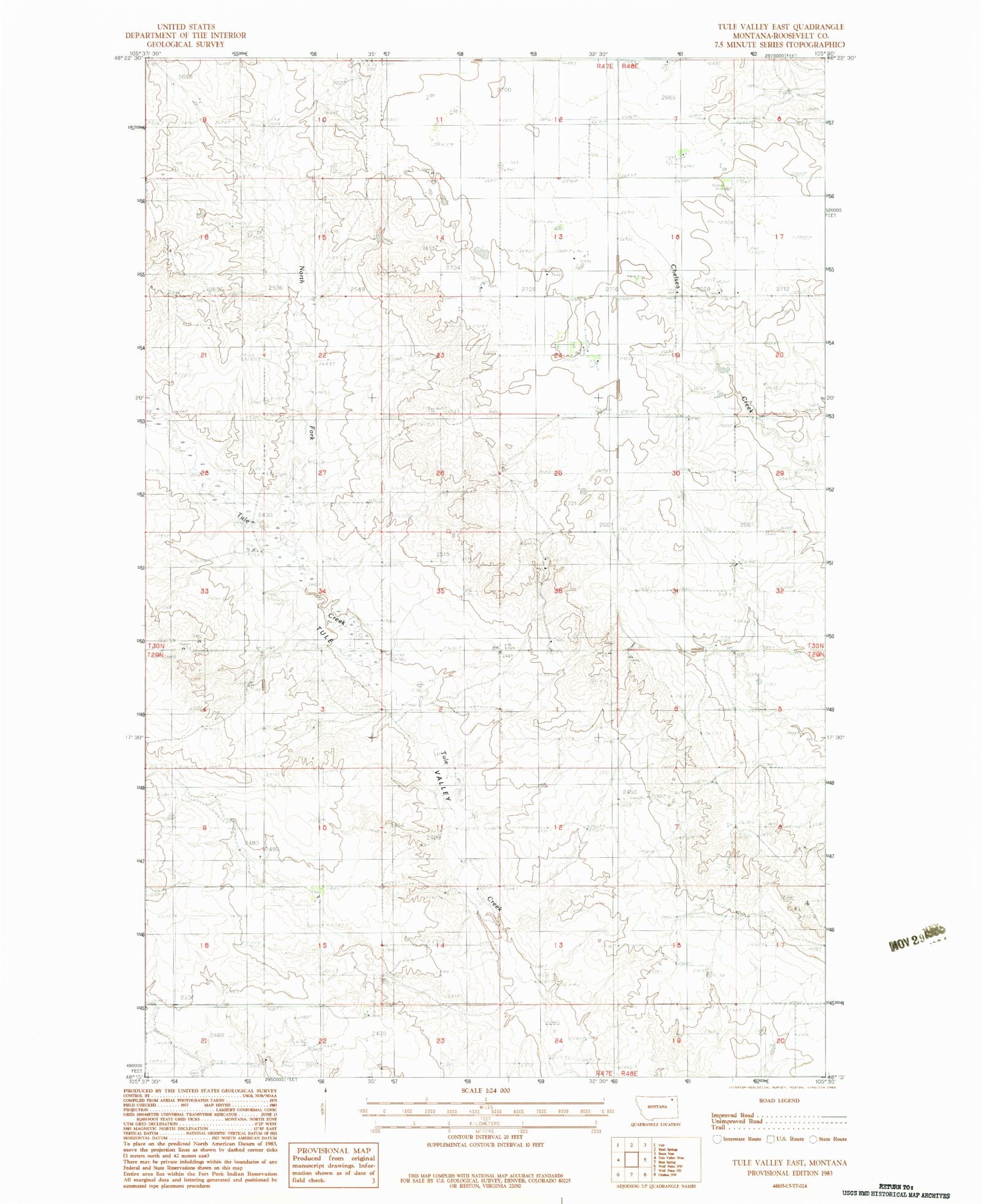 Classic USGS Tule Valley East Montana 7.5'x7.5' Topo Map – MyTopo Map Store