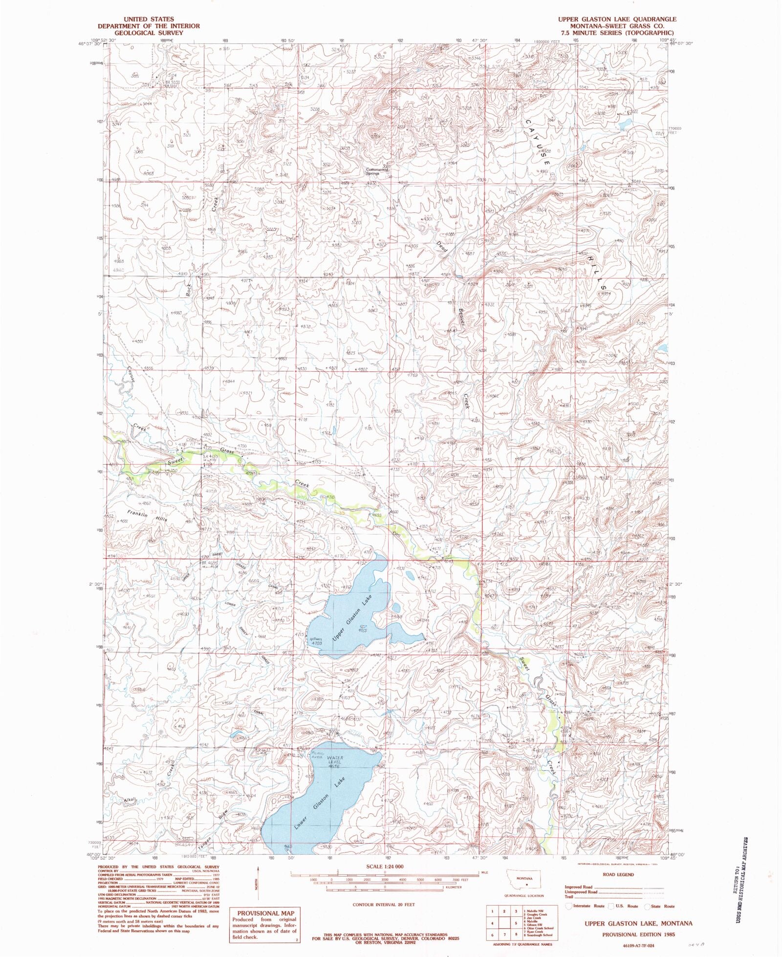 Classic USGS Upper Glaston Lake Montana 7.5'x7.5' Topo Map – MyTopo Map ...