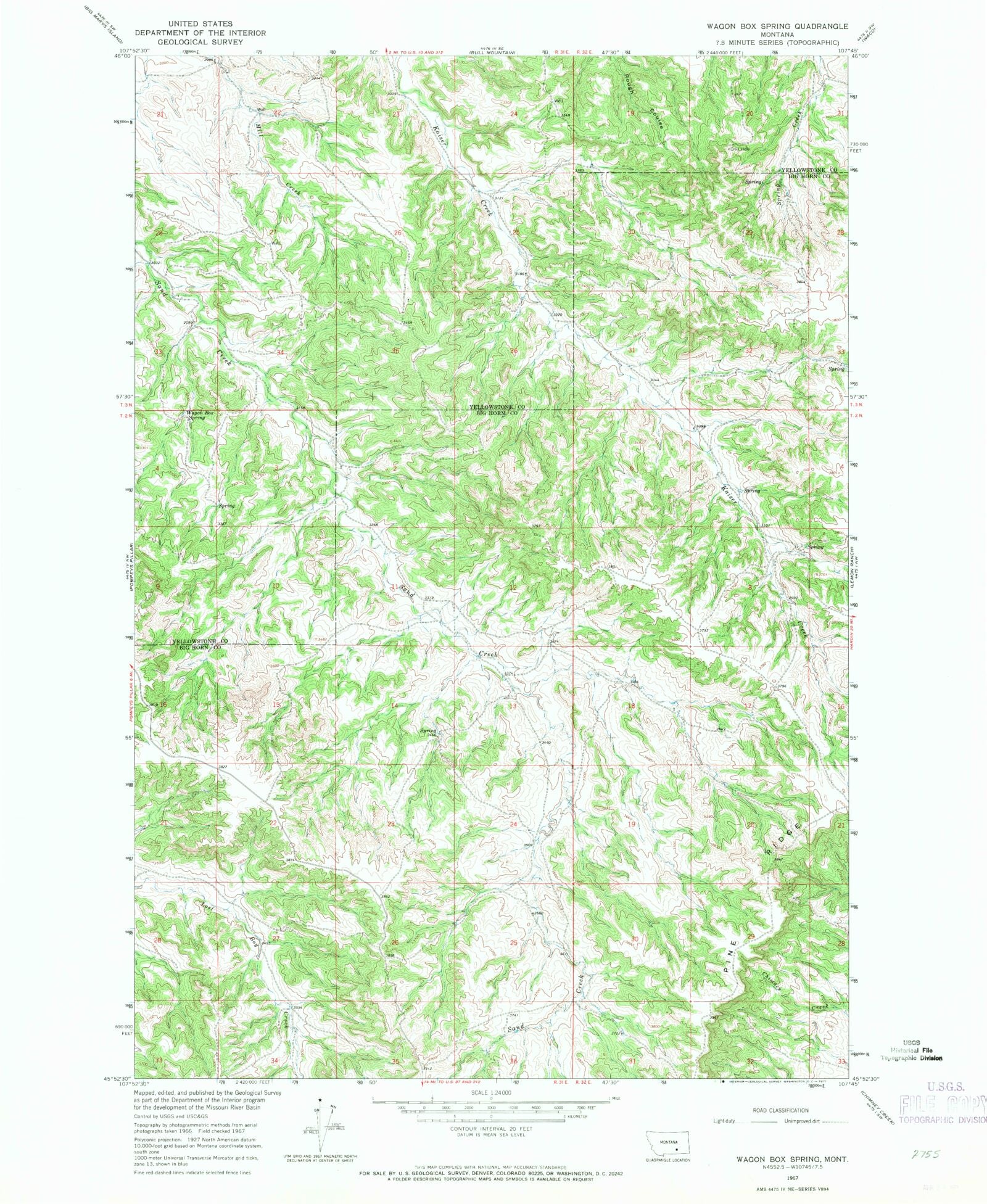 Classic USGS Wagon Box Spring Montana 7.5'x7.5' Topo Map – MyTopo Map Store