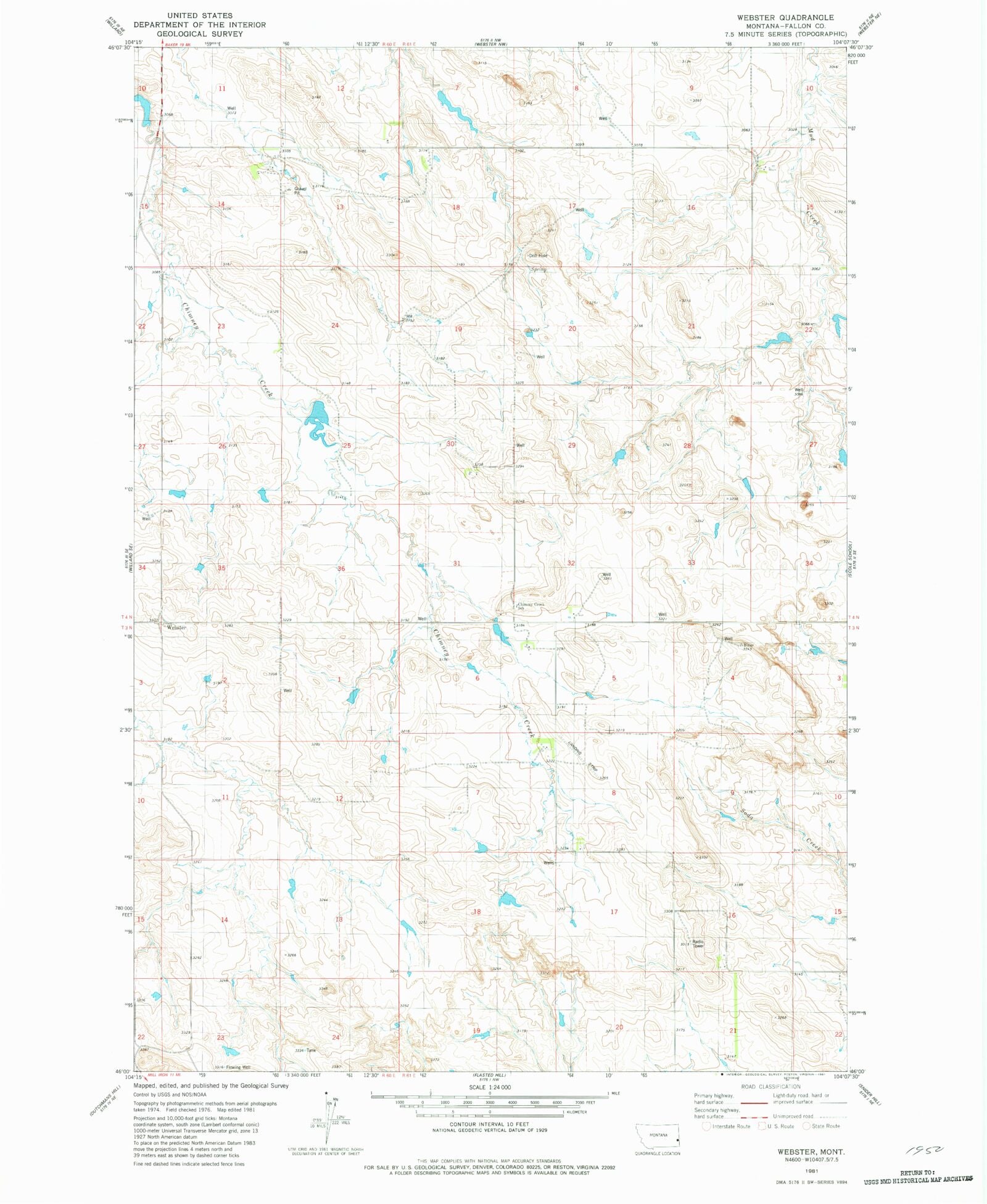 Classic USGS Webster Montana 7.5'x7.5' Topo Map – MyTopo Map Store