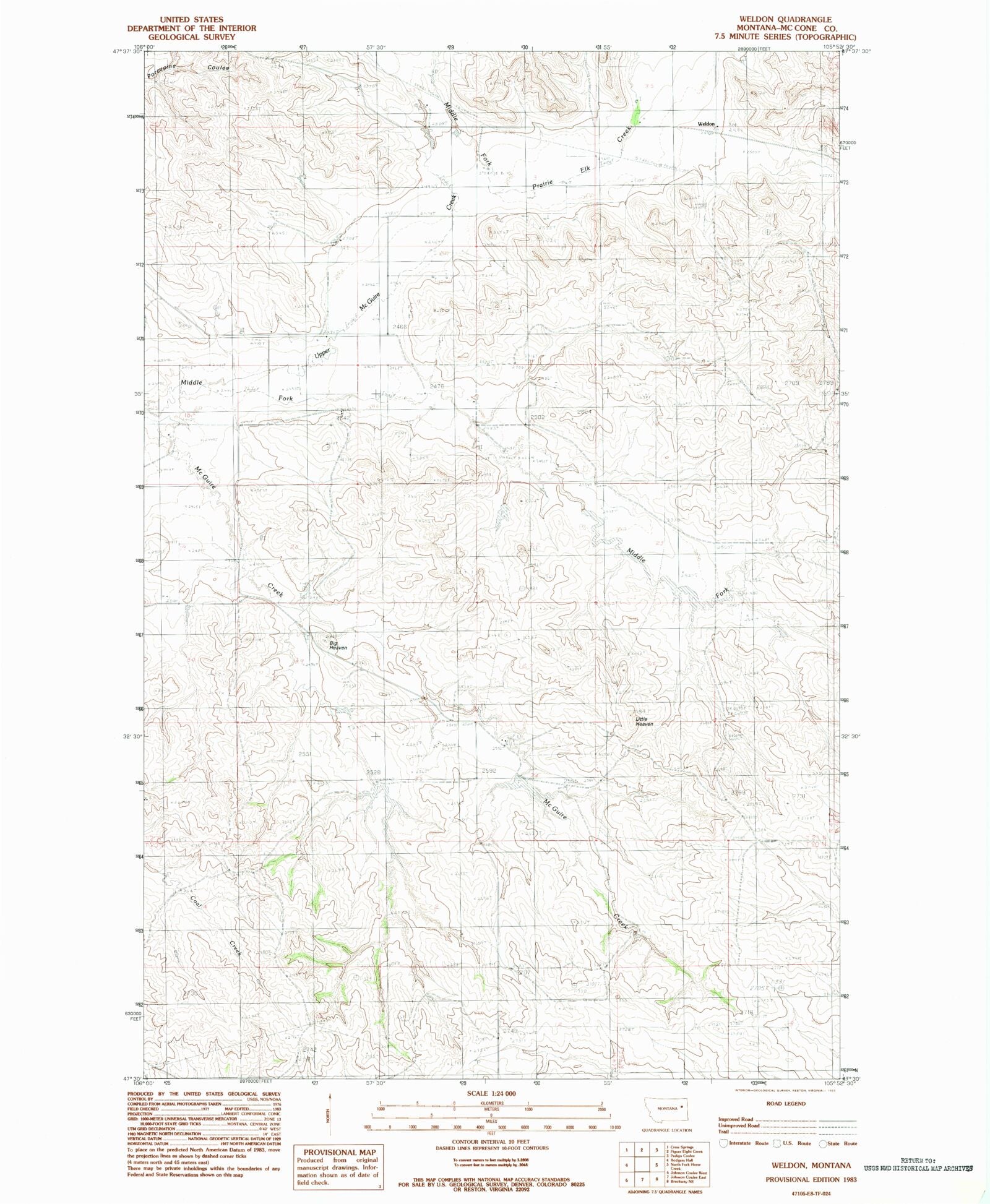 Classic USGS Weldon Montana 7.5'x7.5' Topo Map – MyTopo Map Store