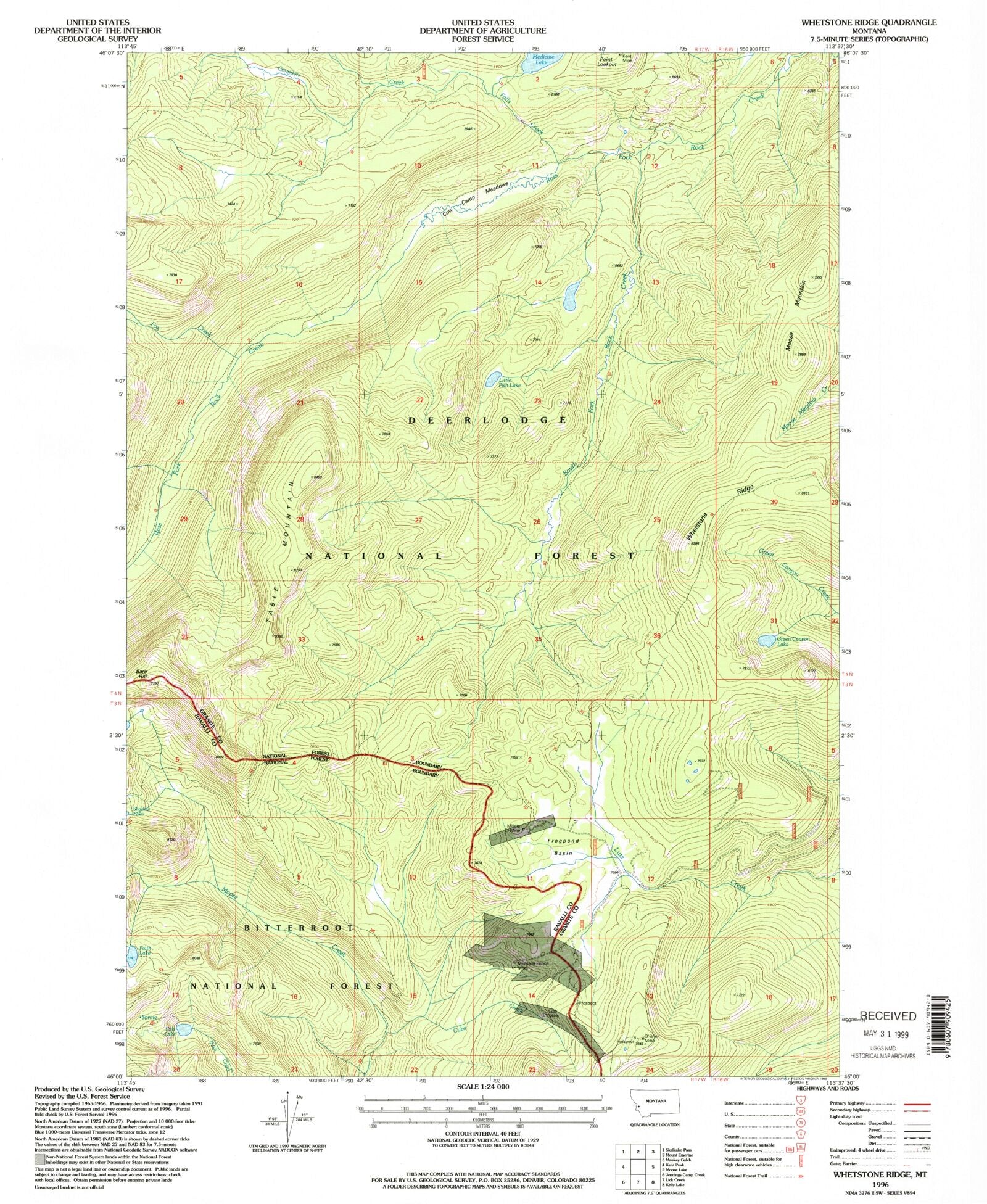 Classic USGS Whetstone Ridge Montana 7.5'x7.5' Topo Map – MyTopo Map Store