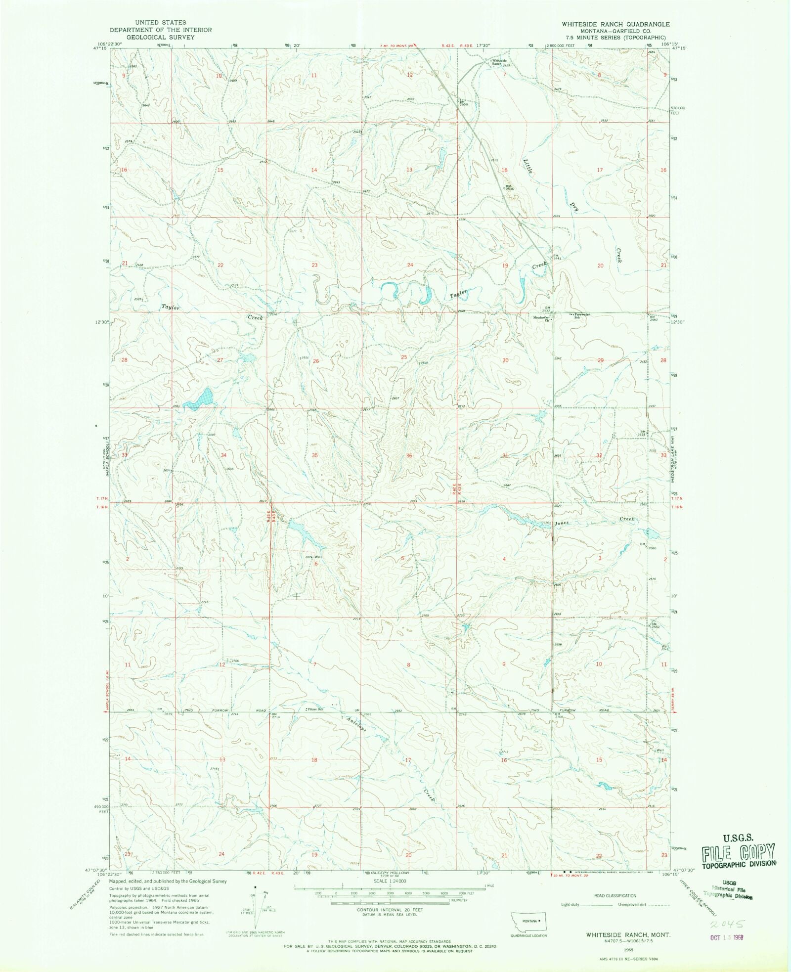 Classic USGS Whiteside Ranch Montana 7.5'x7.5' Topo Map – MyTopo Map Store