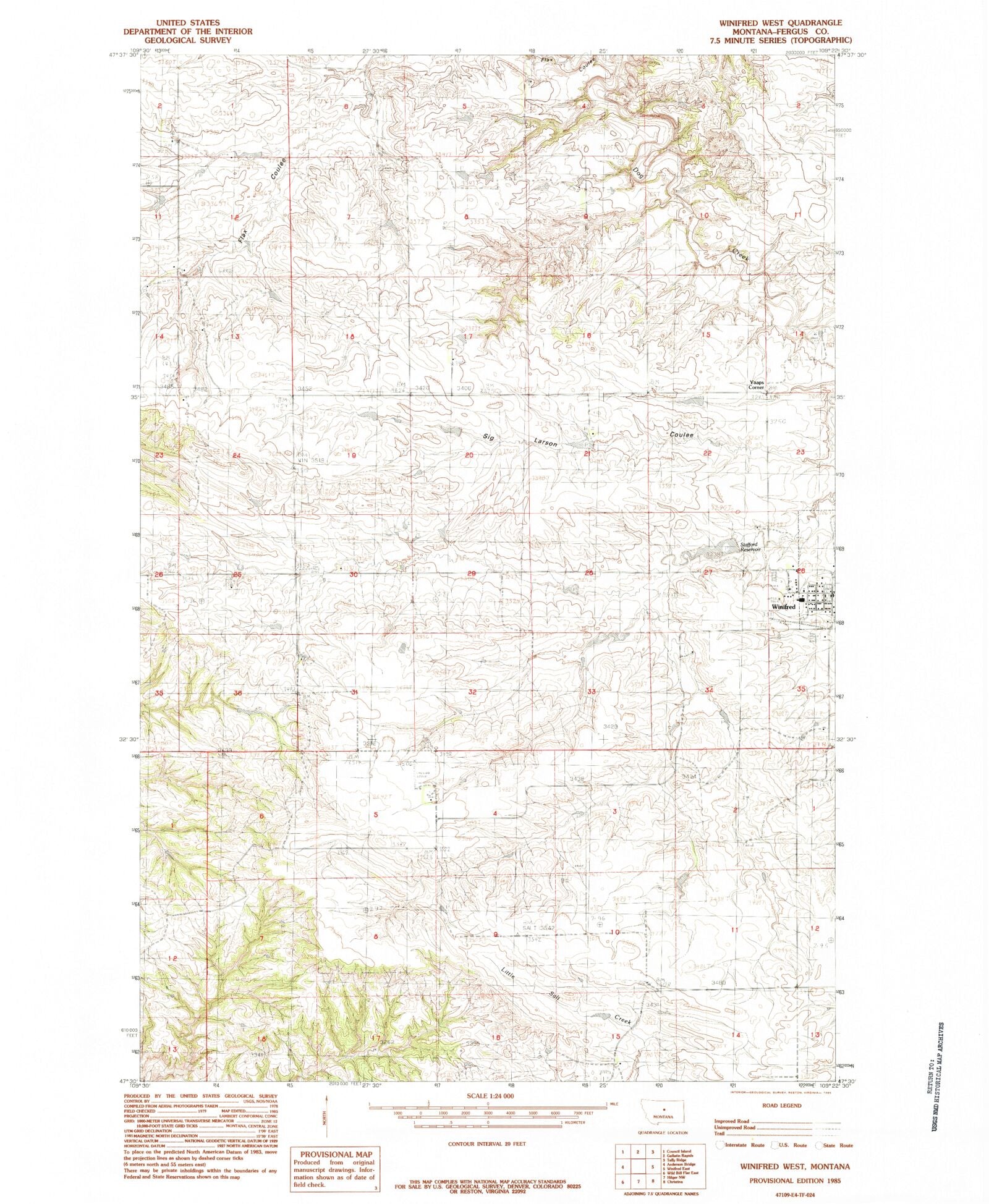 Classic USGS Winifred West Montana 7.5'x7.5' Topo Map – MyTopo Map Store