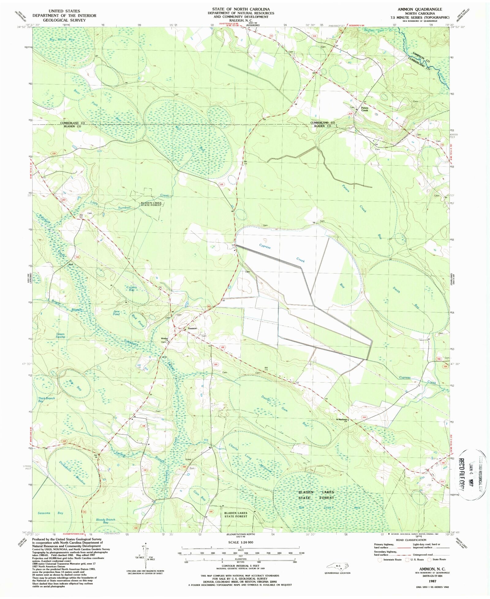 Classic USGS Ammon North Carolina 7.5'x7.5' Topo Map – MyTopo Map Store