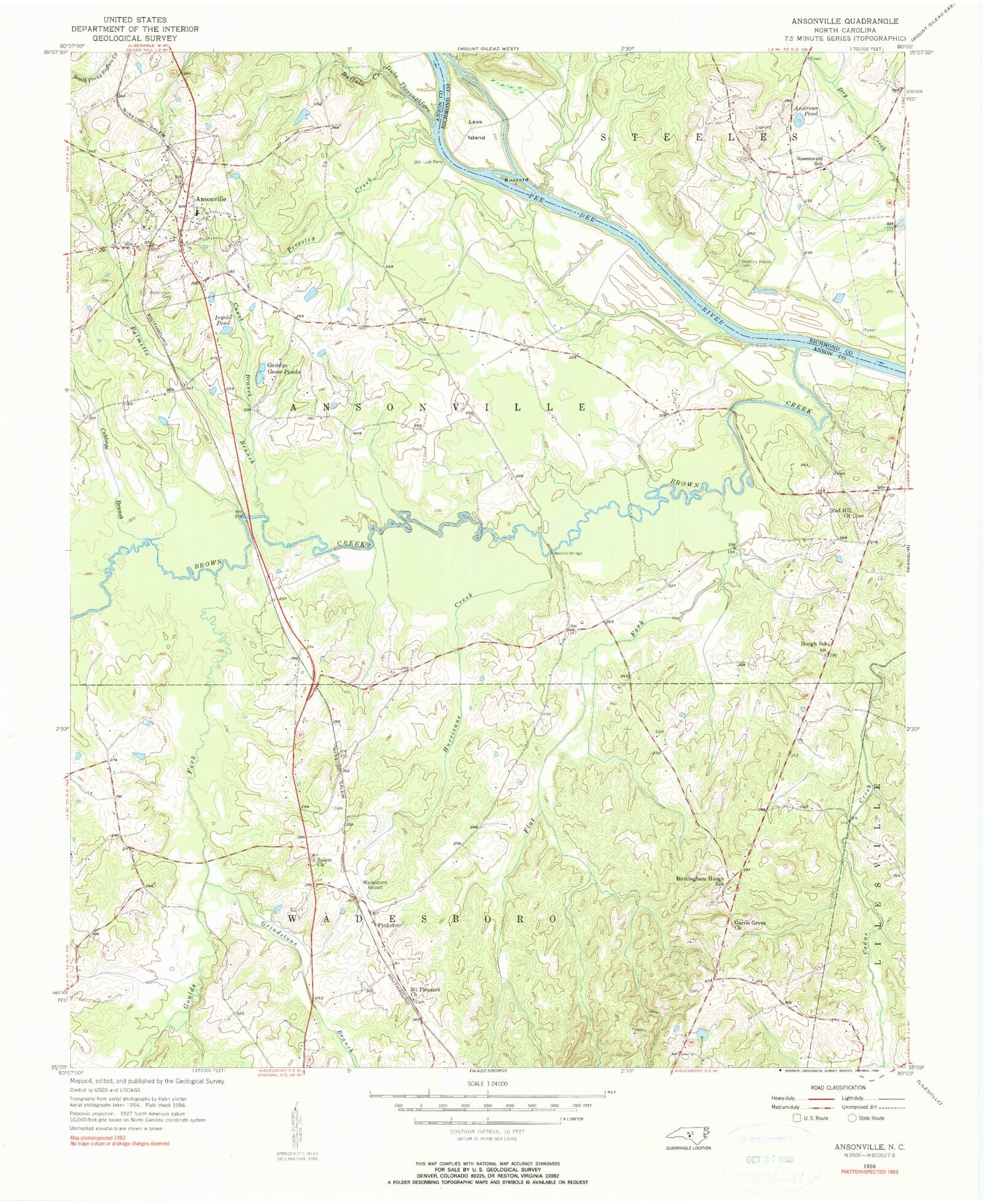 Classic USGS Ansonville North Carolina 7.5'x7.5' Topo Map – MyTopo Map ...
