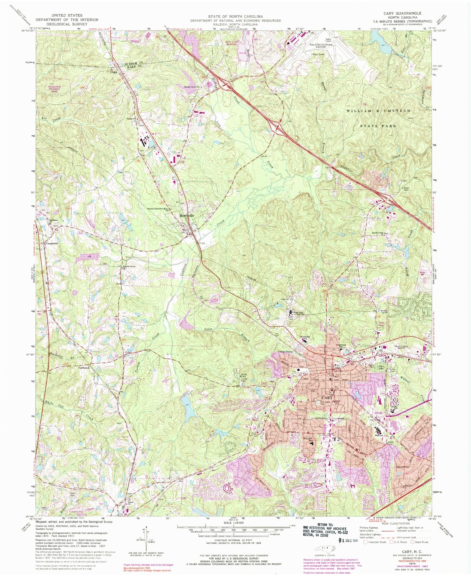 USGS Classic Cary North Carolina 7.5'x7.5' Topo Map – MyTopo Map Store