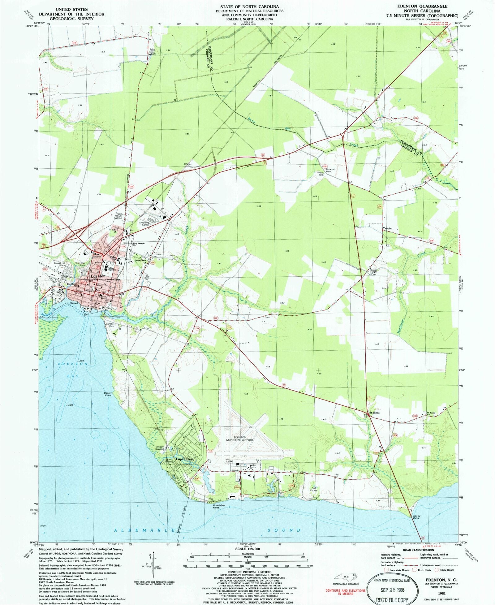 Classic USGS Edenton North Carolina 7.5'x7.5' Topo Map – MyTopo Map Store
