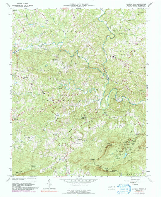 Classic USGS Hanging Rock North Carolina 7.5'x7.5' Topo Map – MyTopo ...