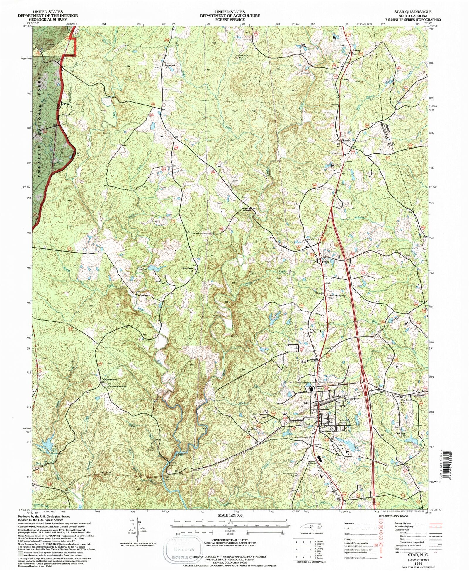 Classic USGS Star North Carolina 7.5'x7.5' Topo Map – MyTopo Map Store