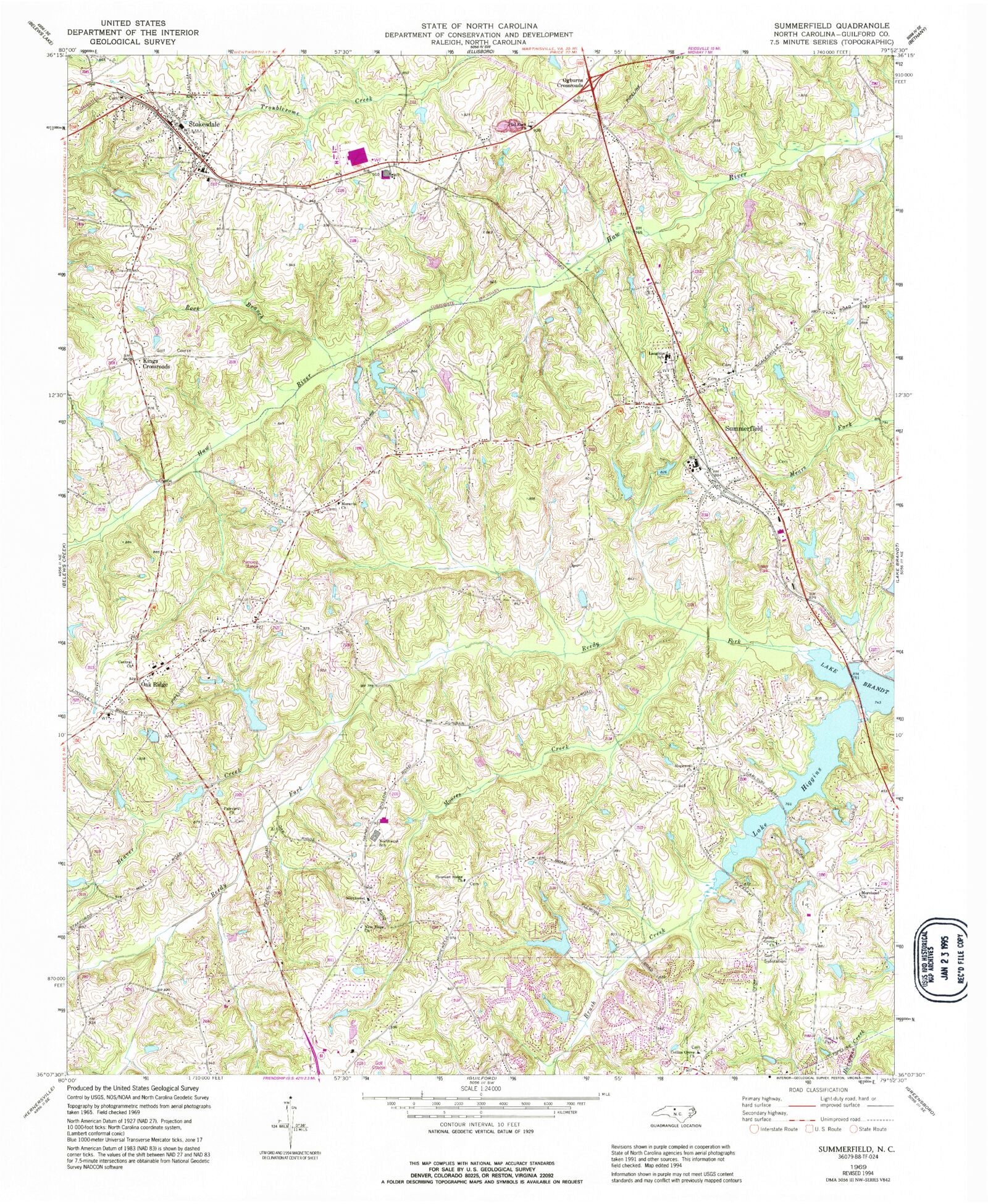 Classic USGS Summerfield North Carolina 7.5'x7.5' Topo Map – MyTopo Map ...