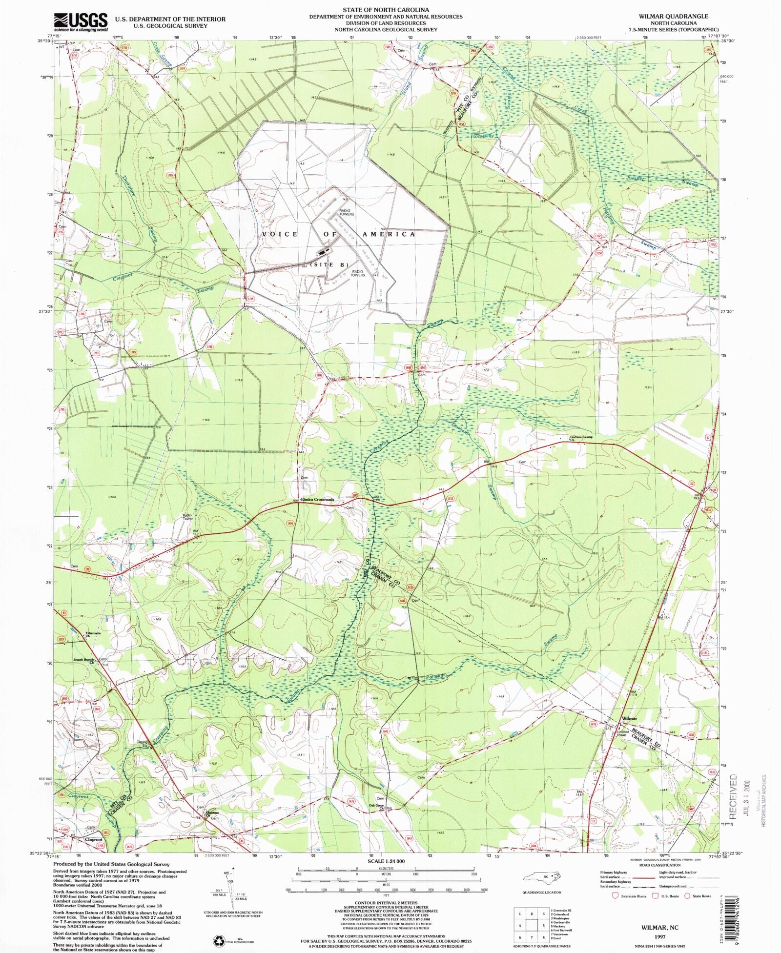 Classic USGS Wilmar North Carolina 7.5'x7.5' Topo Map – MyTopo Map Store