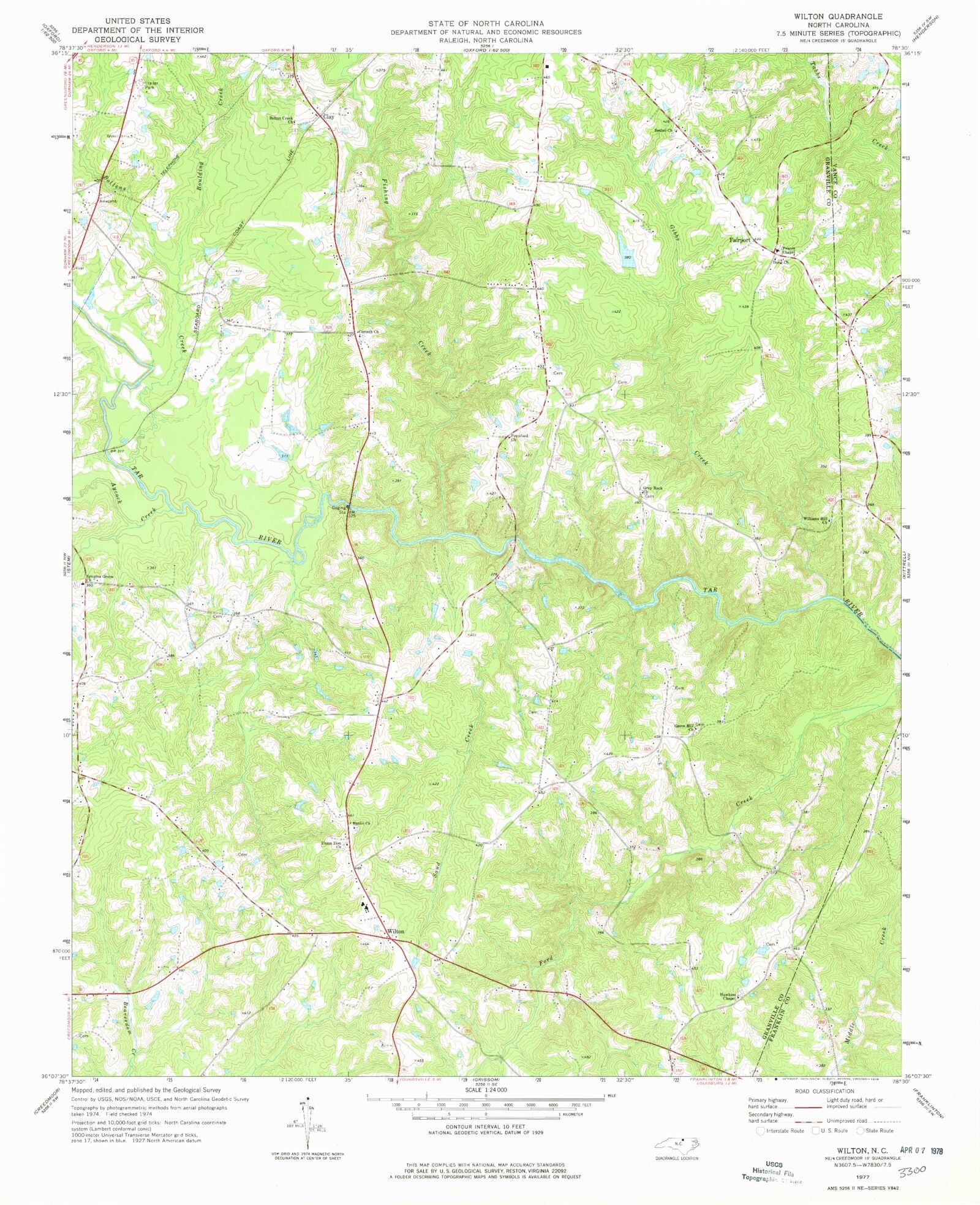 Classic USGS Wilton North Carolina 7.5'x7.5' Topo Map – MyTopo Map Store