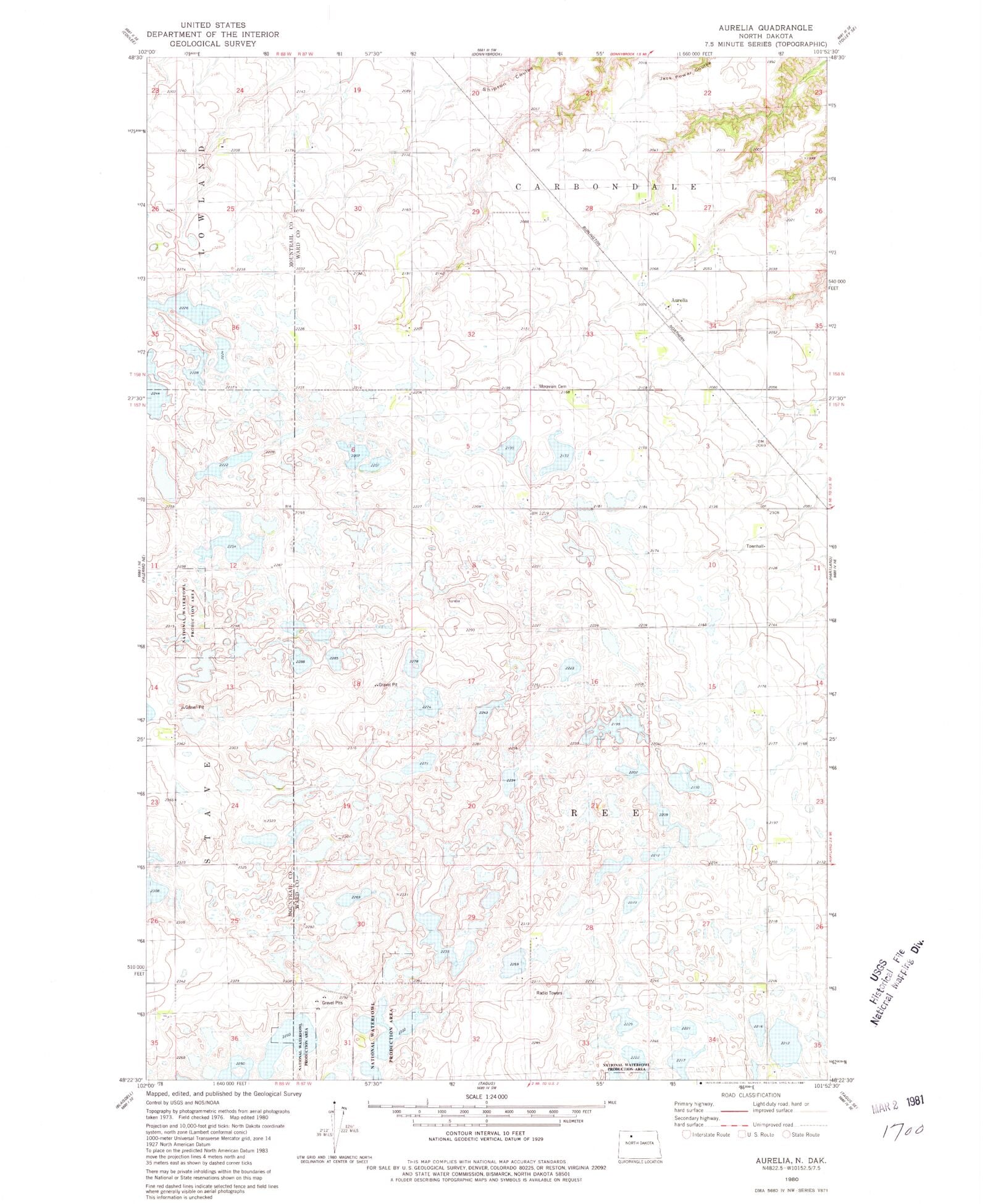Classic USGS Aurelia North Dakota 7.5'x7.5' Topo Map – MyTopo Map Store