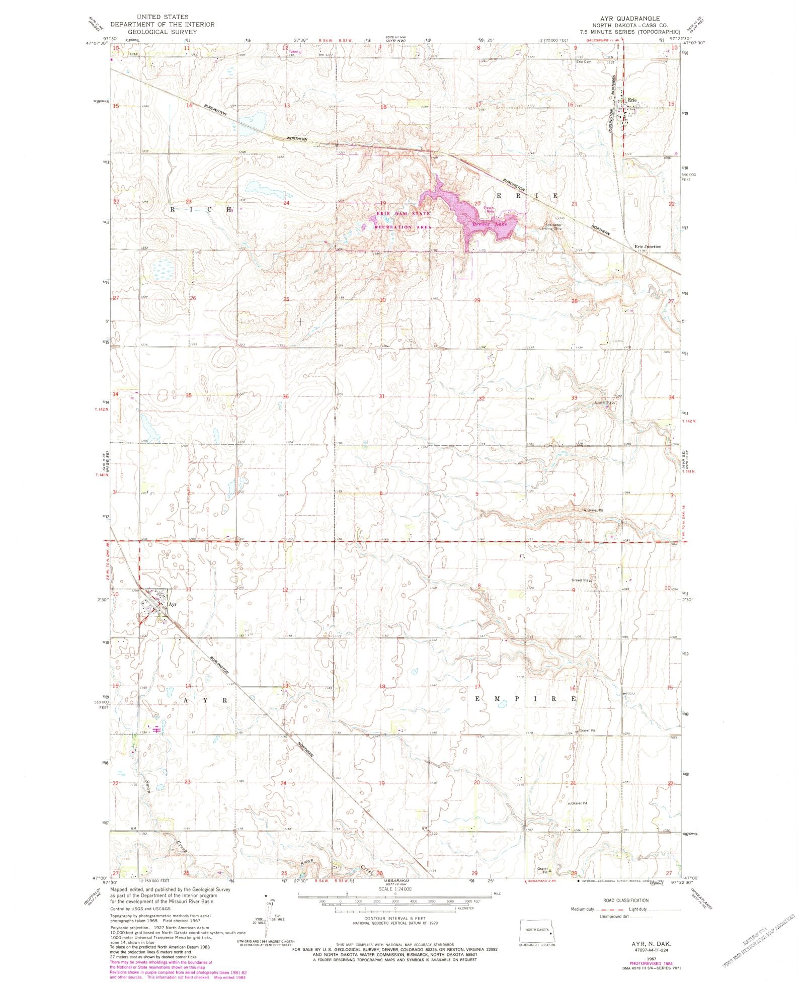 Classic USGS Ayr North Dakota 7.5'x7.5' Topo Map – MyTopo Map Store