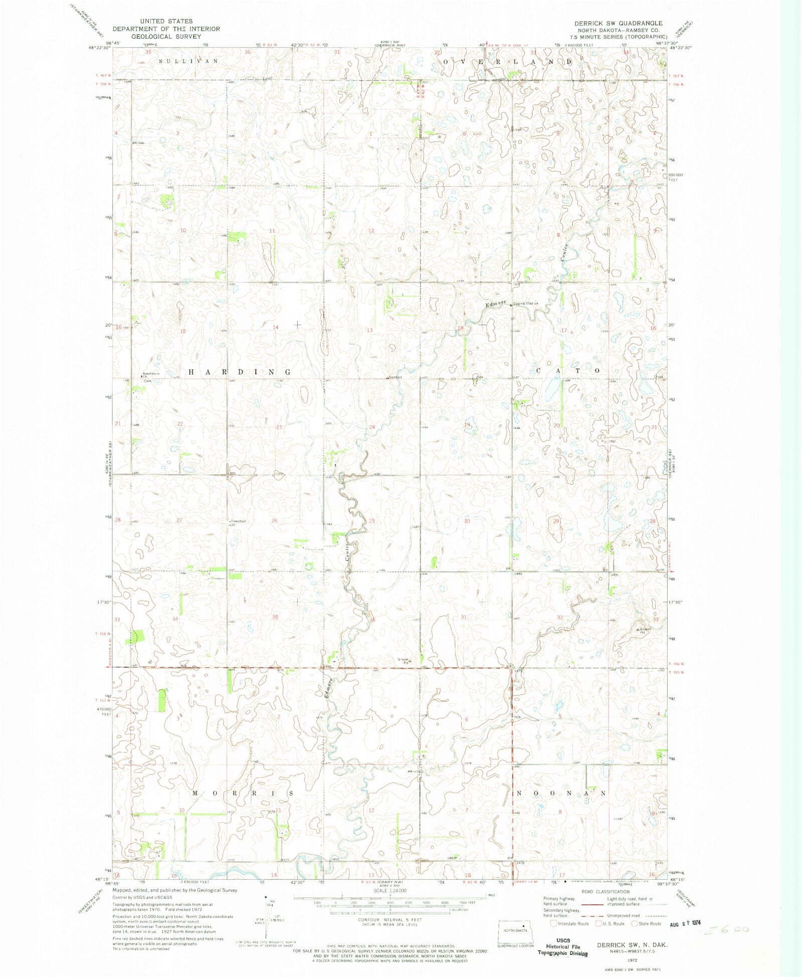 Classic USGS Derrick SW North Dakota 7.5'x7.5' Topo Map – MyTopo Map Store