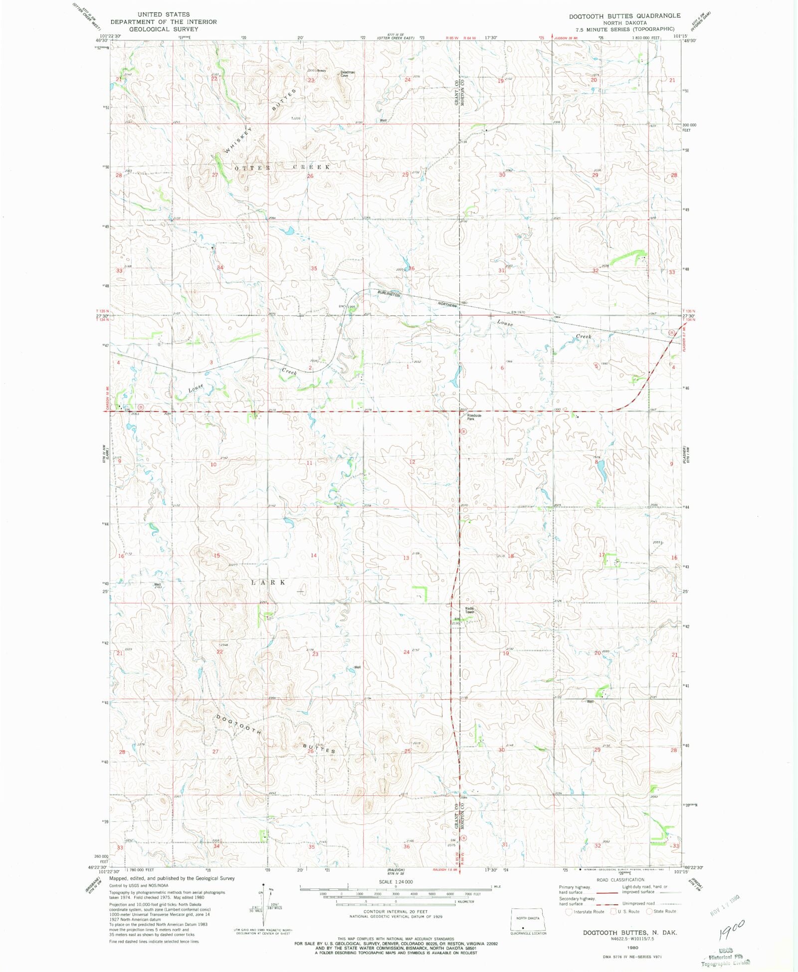 Classic USGS Dogtooth Buttes North Dakota 7.5'x7.5' Topo Map – MyTopo ...