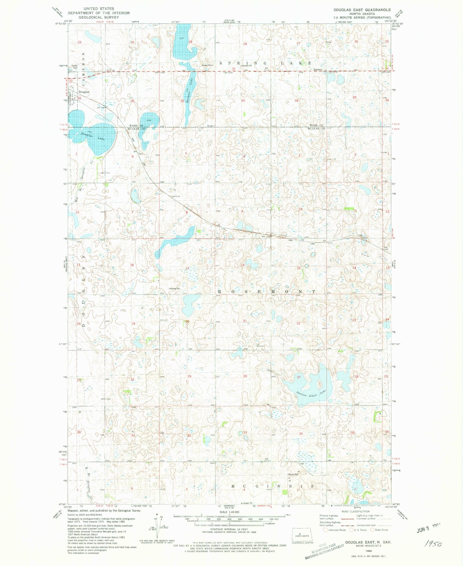 Classic USGS Douglas East North Dakota 7.5'x7.5' Topo Map – MyTopo Map ...