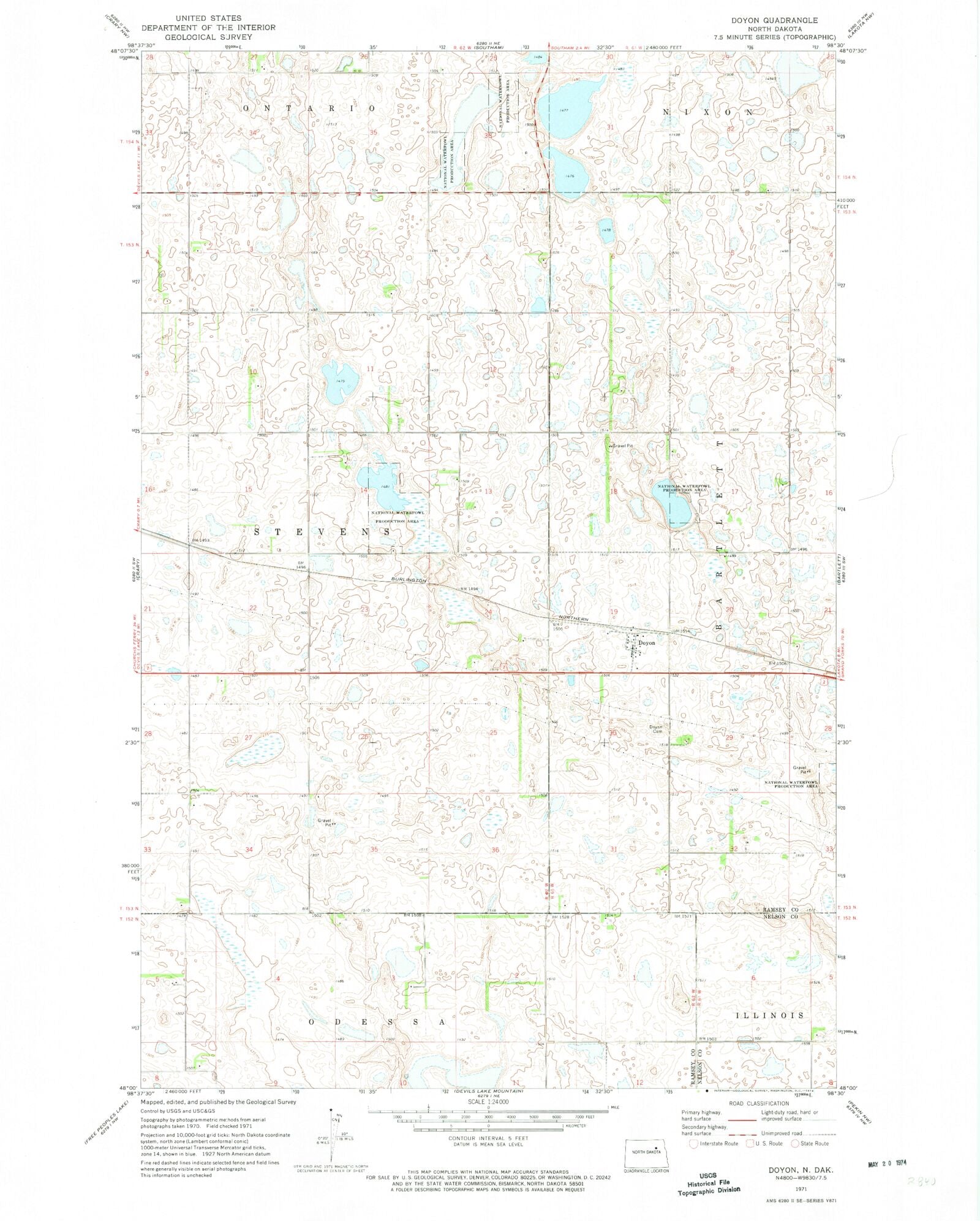 Classic USGS Doyon North Dakota 7.5'x7.5' Topo Map – MyTopo Map Store