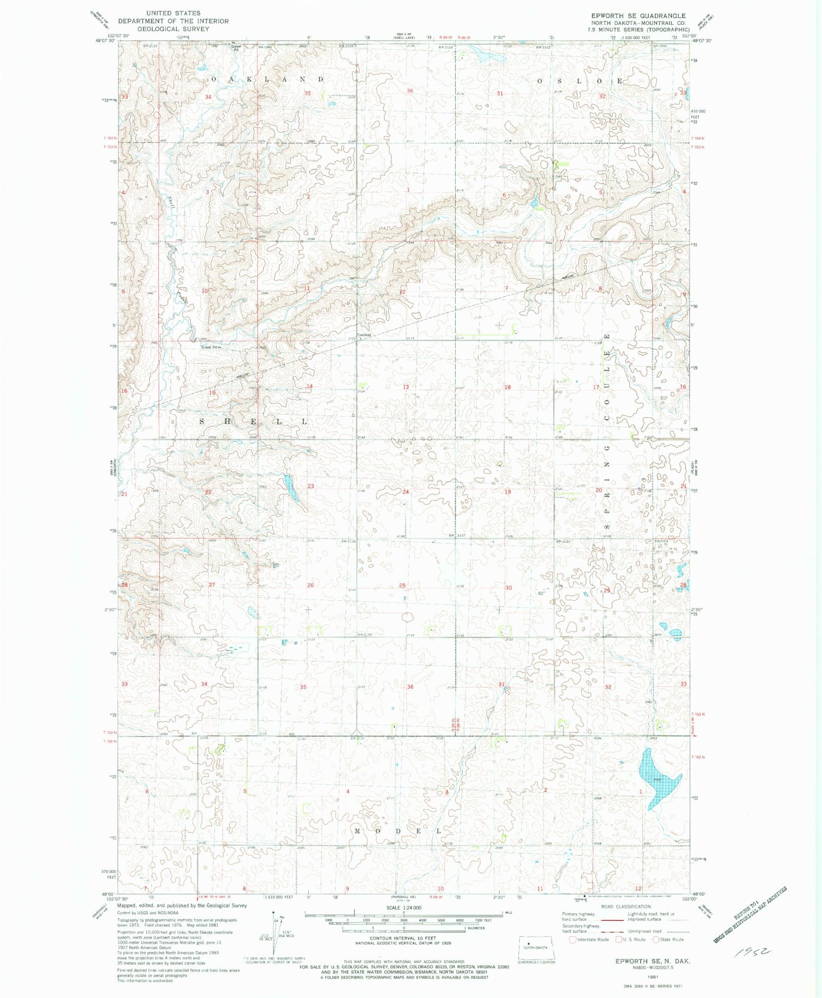 Classic USGS Epworth SE North Dakota 7.5'x7.5' Topo Map – MyTopo Map Store