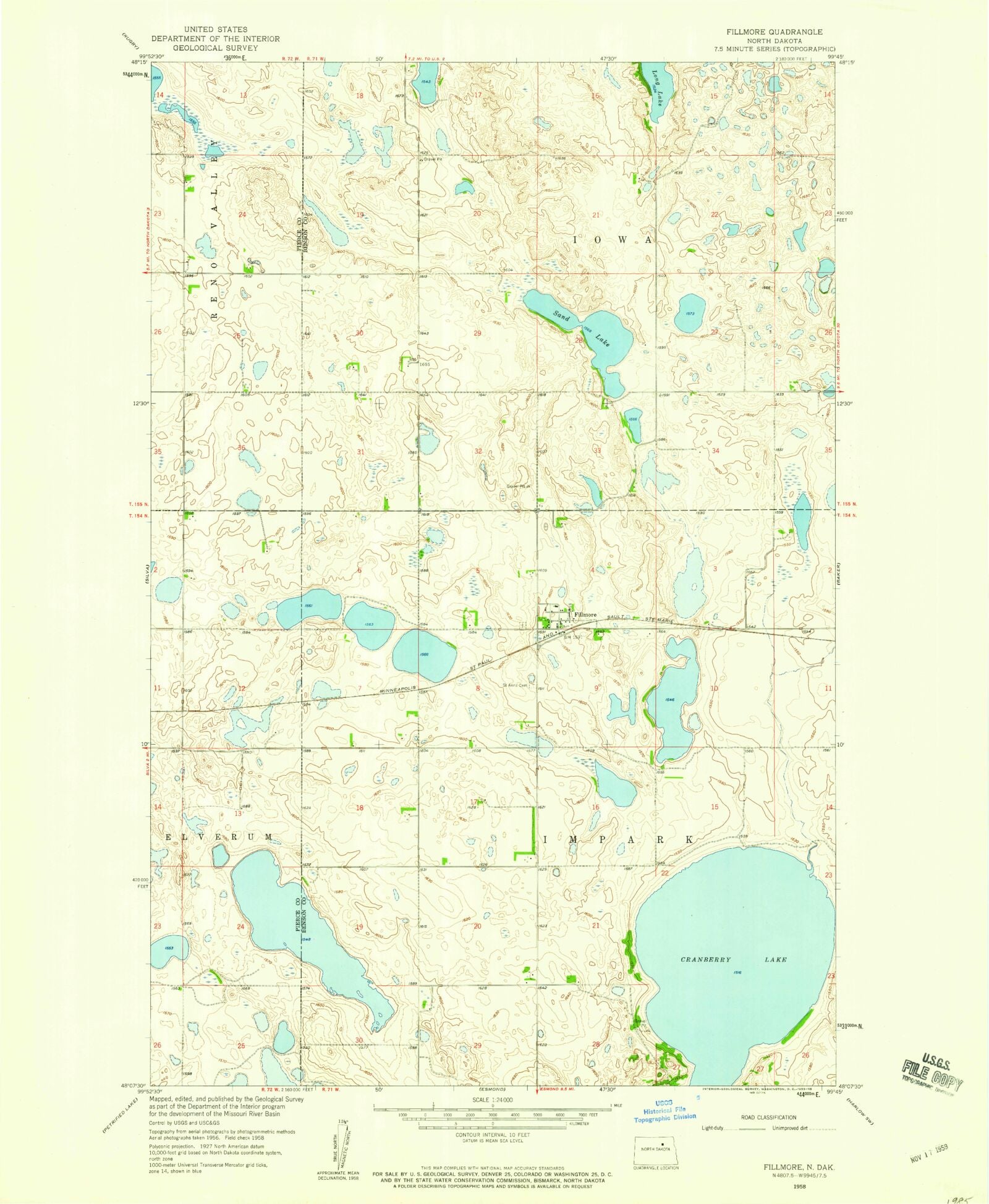 Classic USGS Fillmore North Dakota 7.5'x7.5' Topo Map – MyTopo Map Store