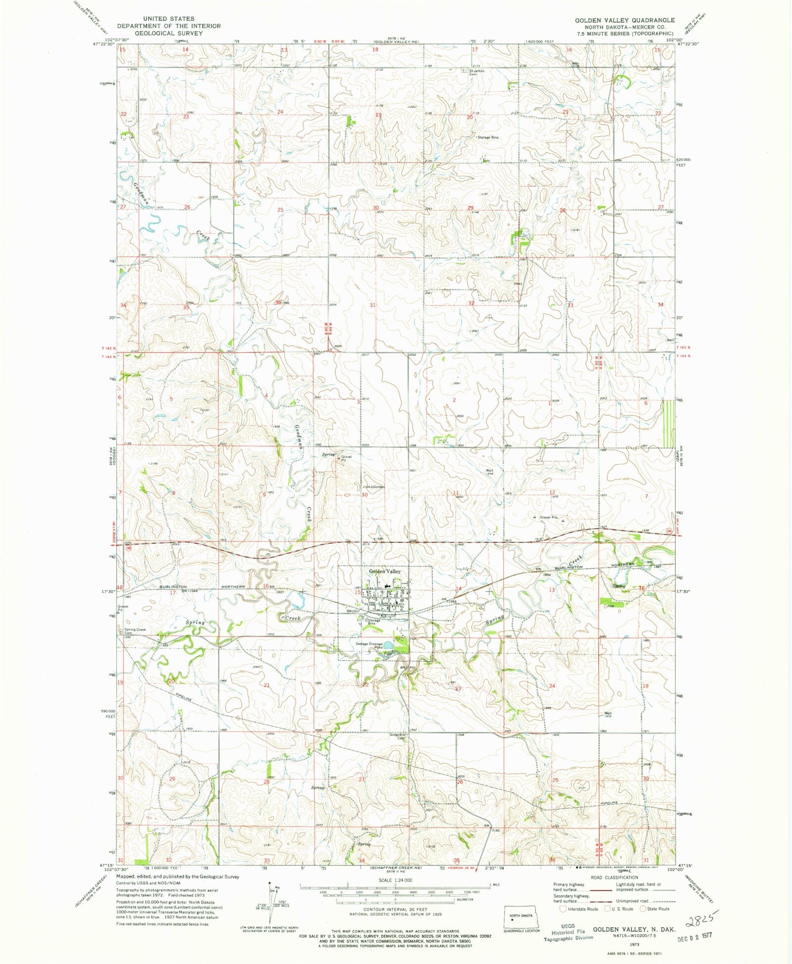 Classic USGS Golden Valley North Dakota 7.5'x7.5' Topo Map – MyTopo Map ...