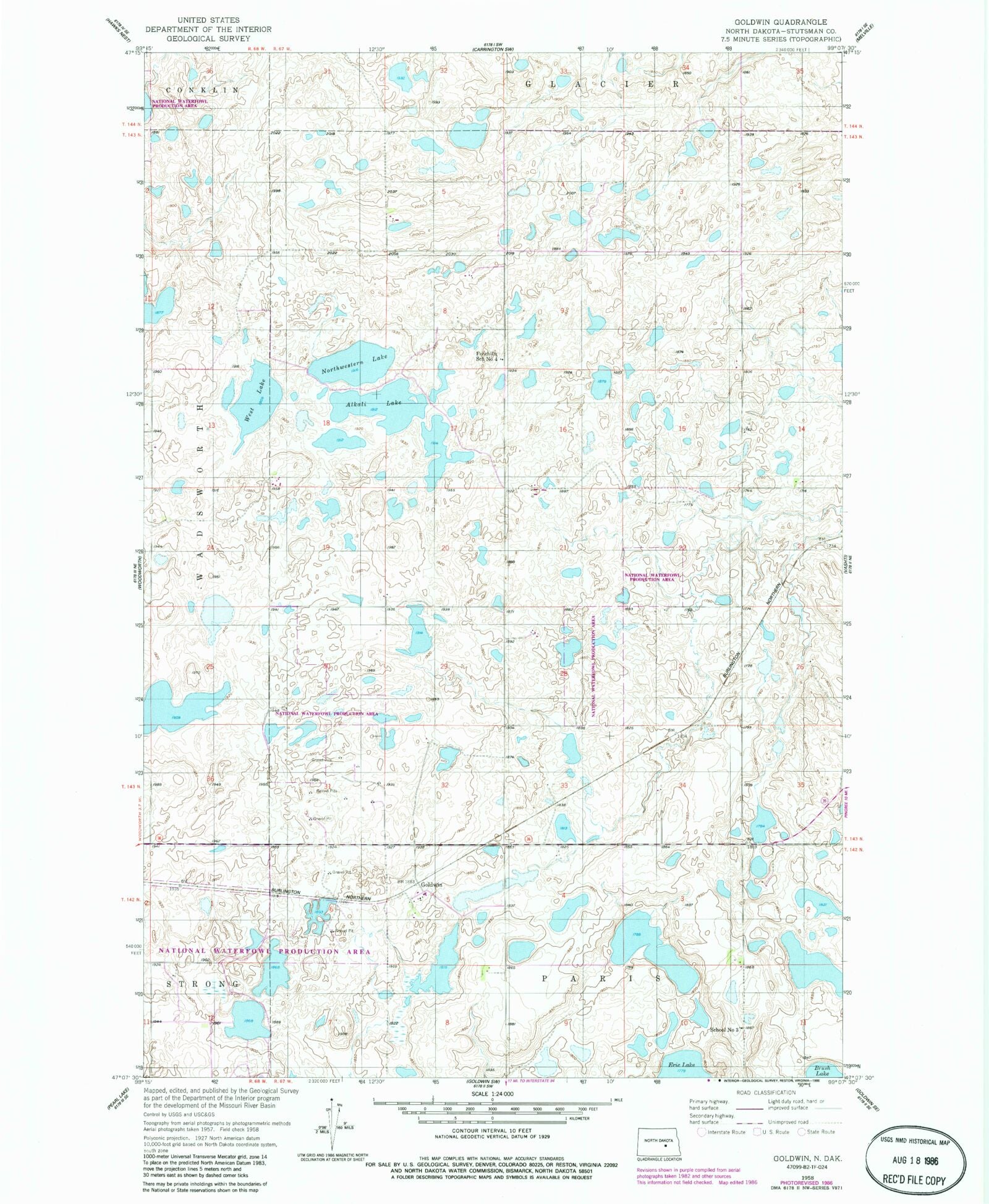 Classic USGS Goldwin North Dakota 7.5'x7.5' Topo Map – MyTopo Map Store