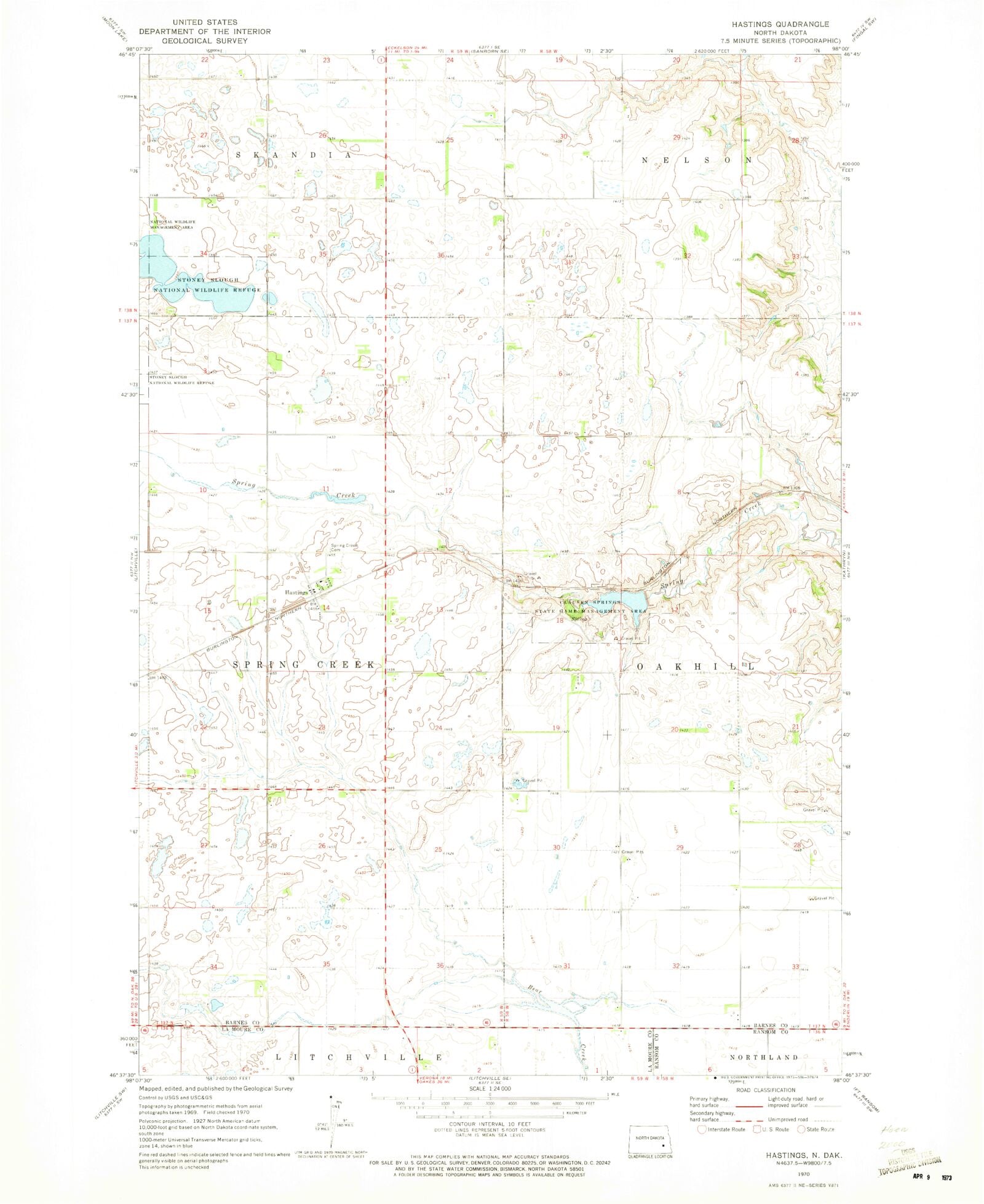 Classic USGS Hastings North Dakota 7.5'x7.5' Topo Map – MyTopo Map Store