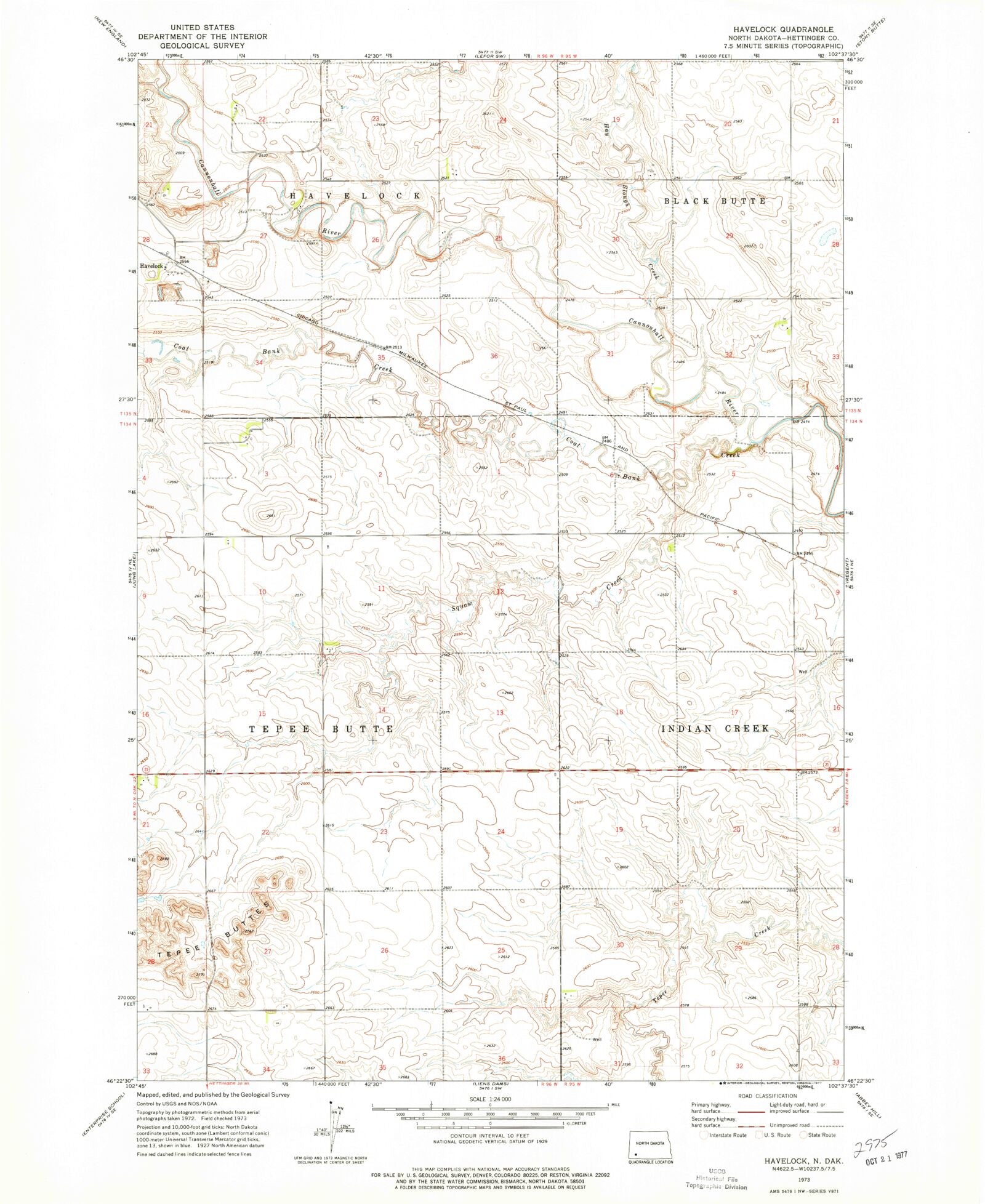 Classic USGS Havelock North Dakota 7.5'x7.5' Topo Map – MyTopo Map Store