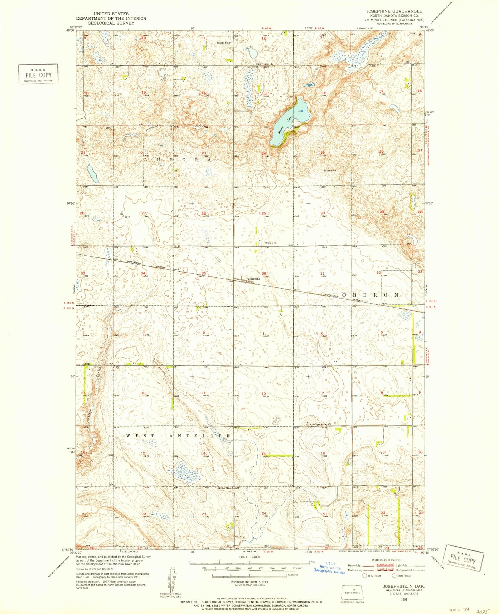 Classic USGS Josephine North Dakota 7.5'x7.5' Topo Map – MyTopo Map Store