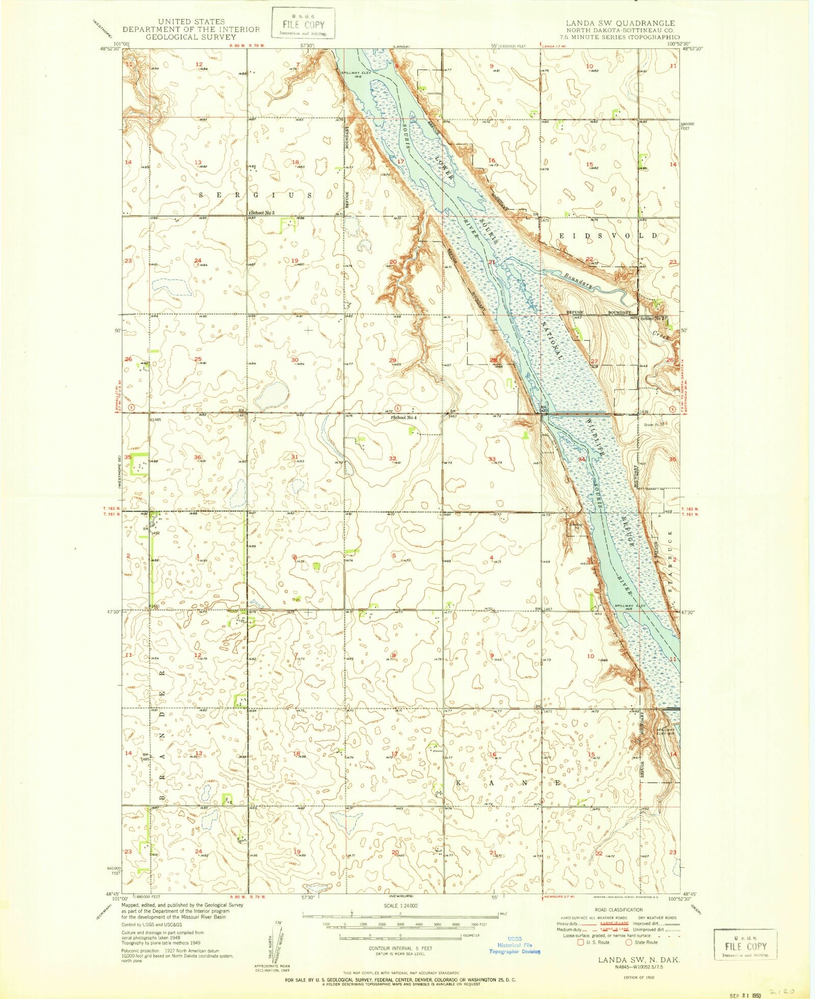 Classic USGS Landa SW North Dakota 7.5'x7.5' Topo Map – MyTopo Map Store