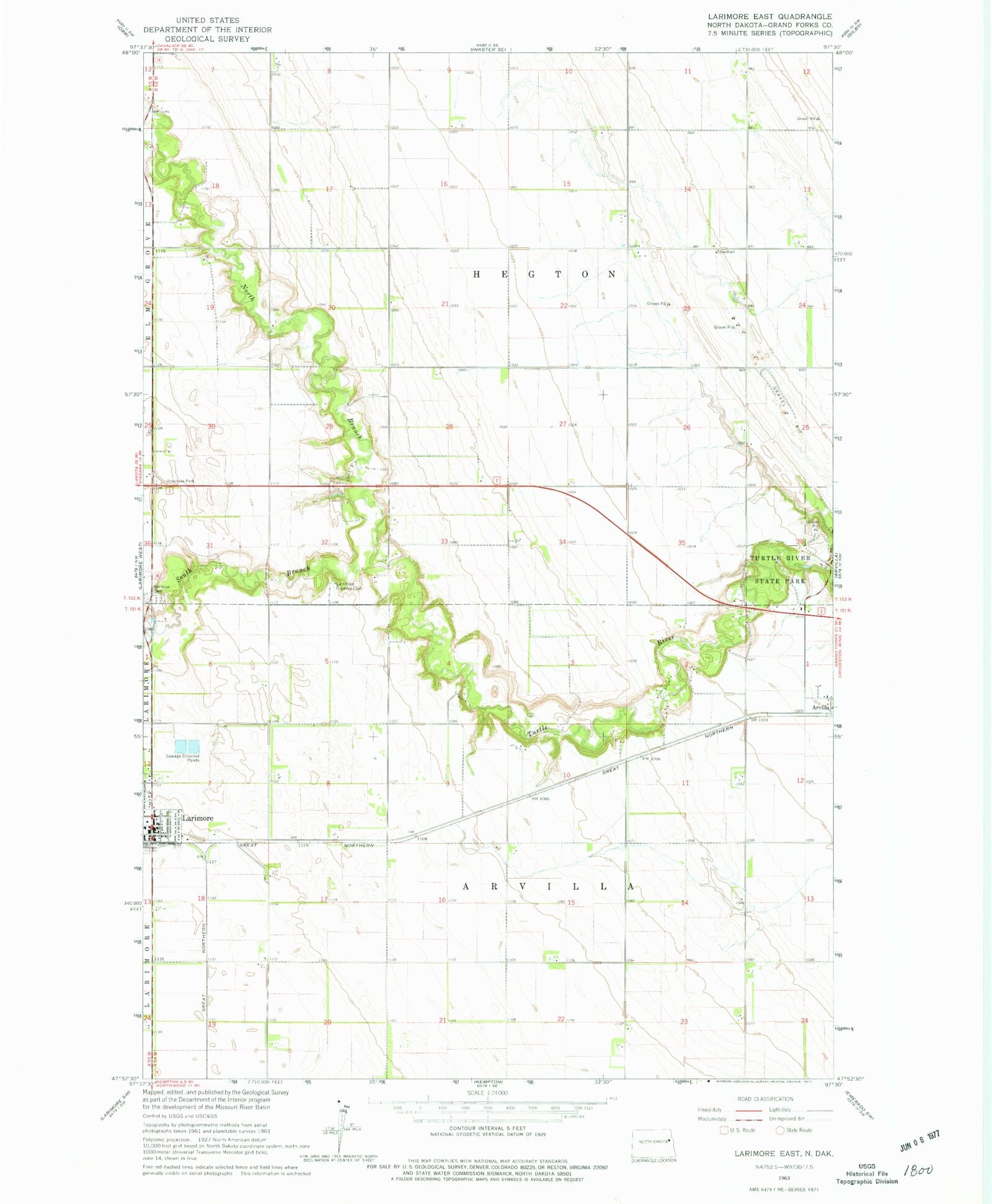 Classic USGS Larimore East North Dakota 7.5'x7.5' Topo Map – MyTopo Map ...