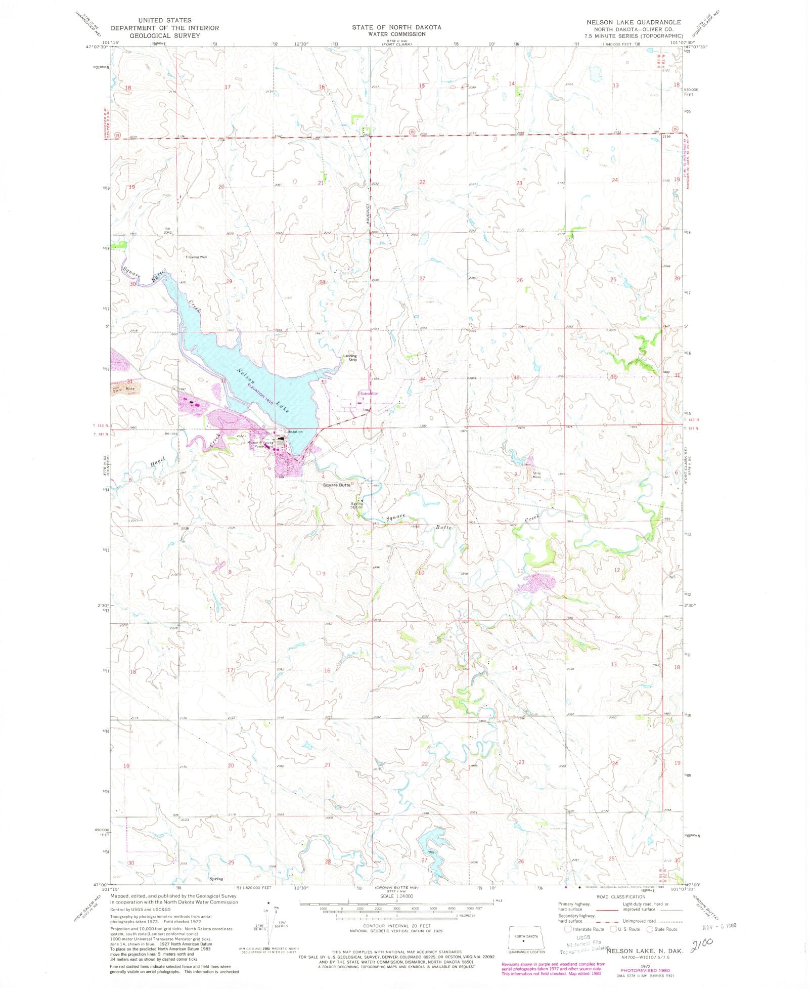 Classic USGS Nelson Lake North Dakota 7.5'x7.5' Topo Map – MyTopo Map Store