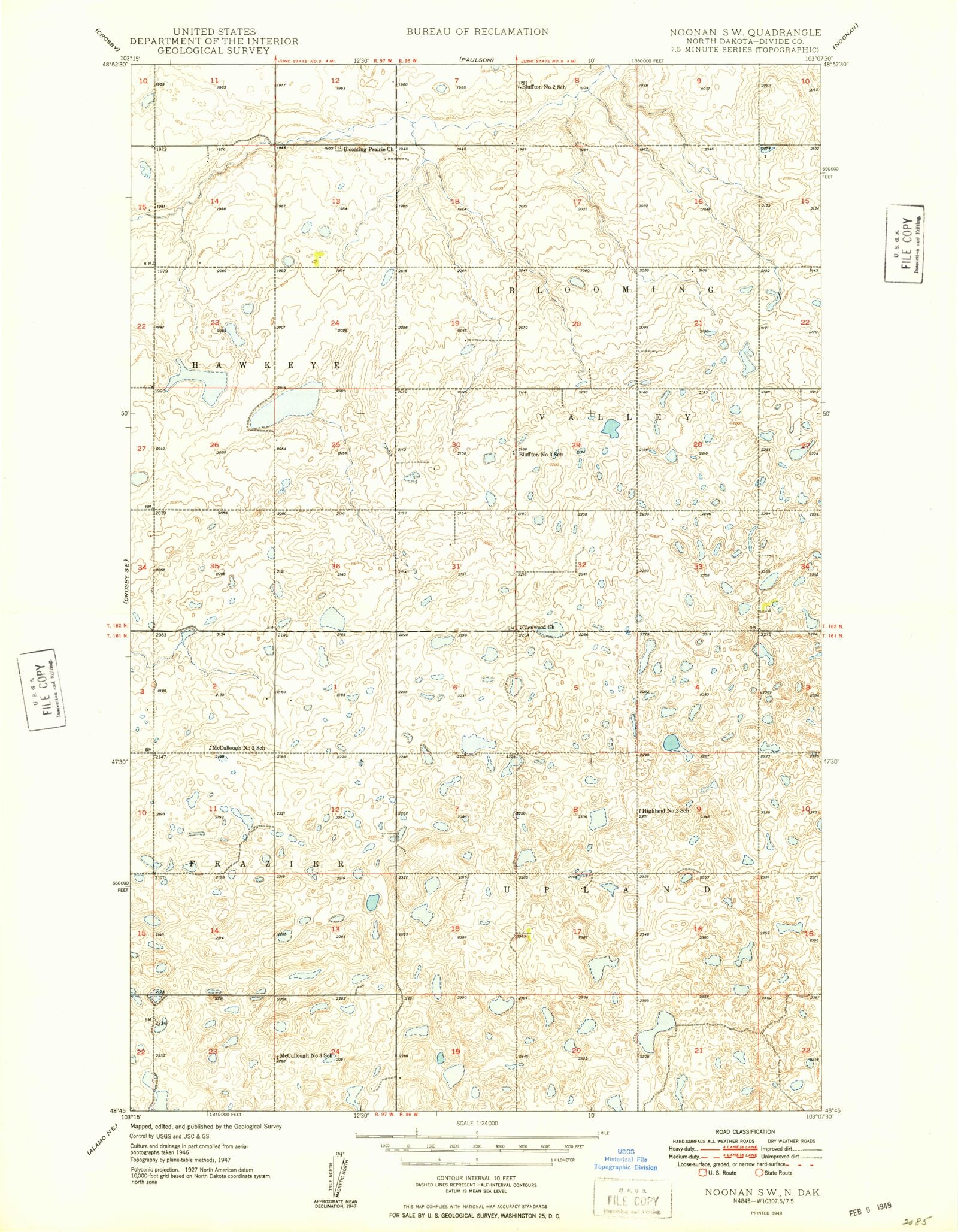 Classic USGS Noonan SW North Dakota 7.5'x7.5' Topo Map – MyTopo Map Store