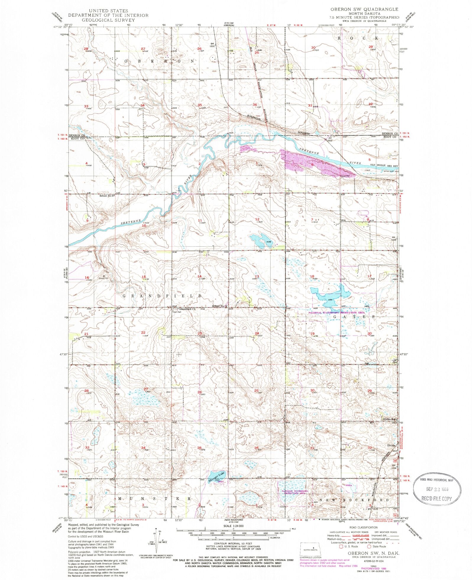 Classic USGS Oberon SW North Dakota 7.5'x7.5' Topo Map – MyTopo Map Store