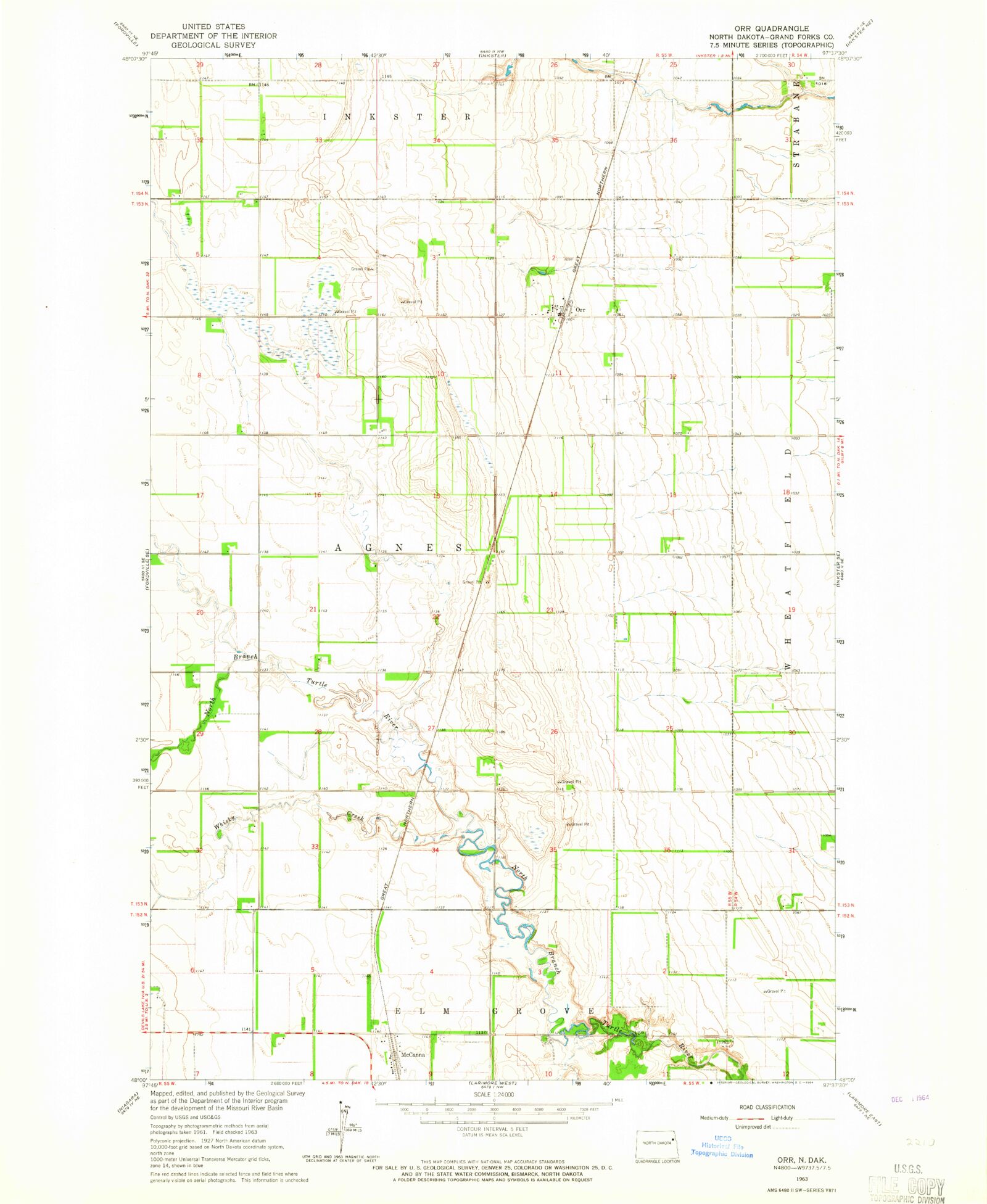 Classic USGS Orr North Dakota 7.5'x7.5' Topo Map – MyTopo Map Store