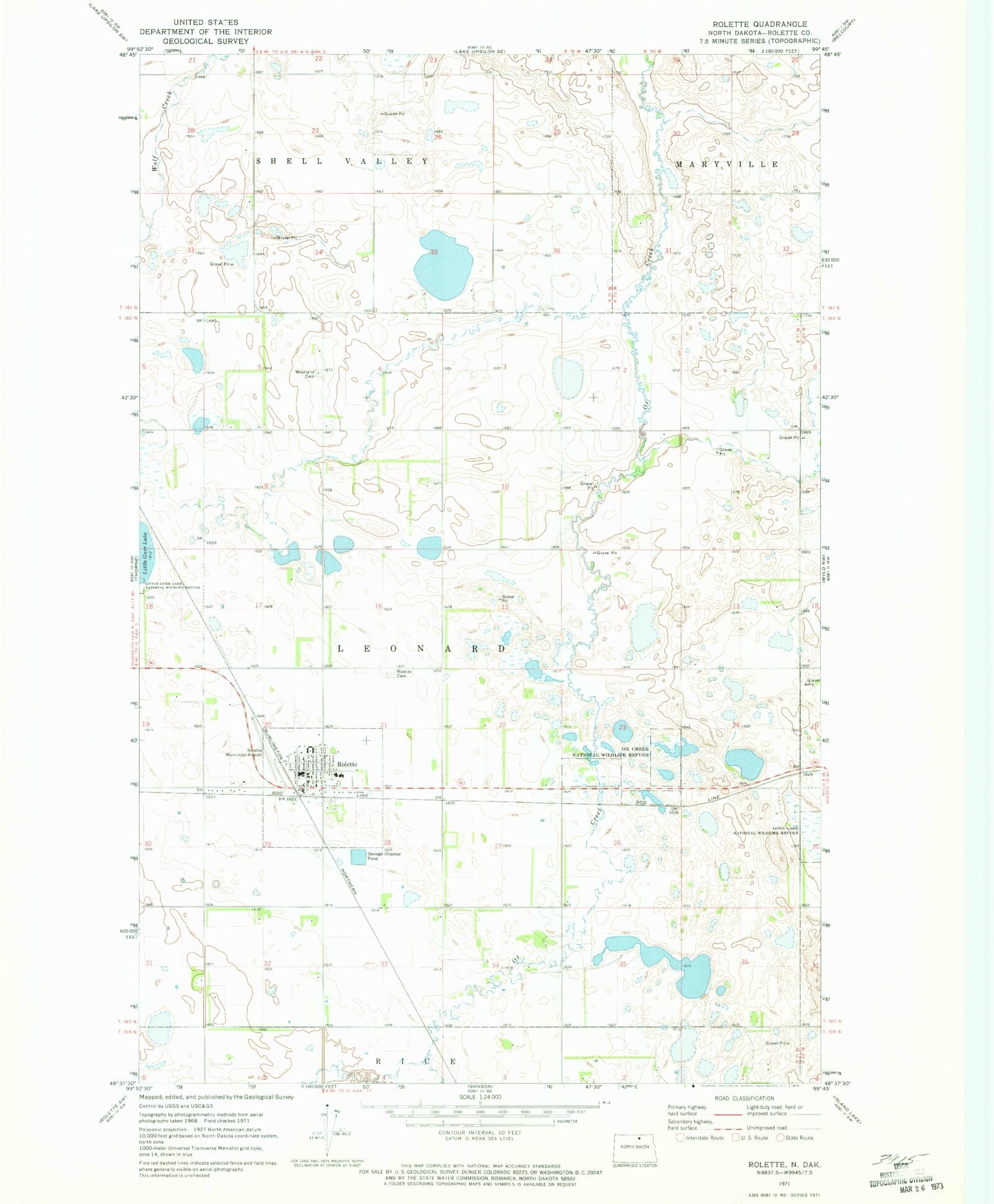 Classic USGS Rolette North Dakota 7.5'x7.5' Topo Map – MyTopo Map Store