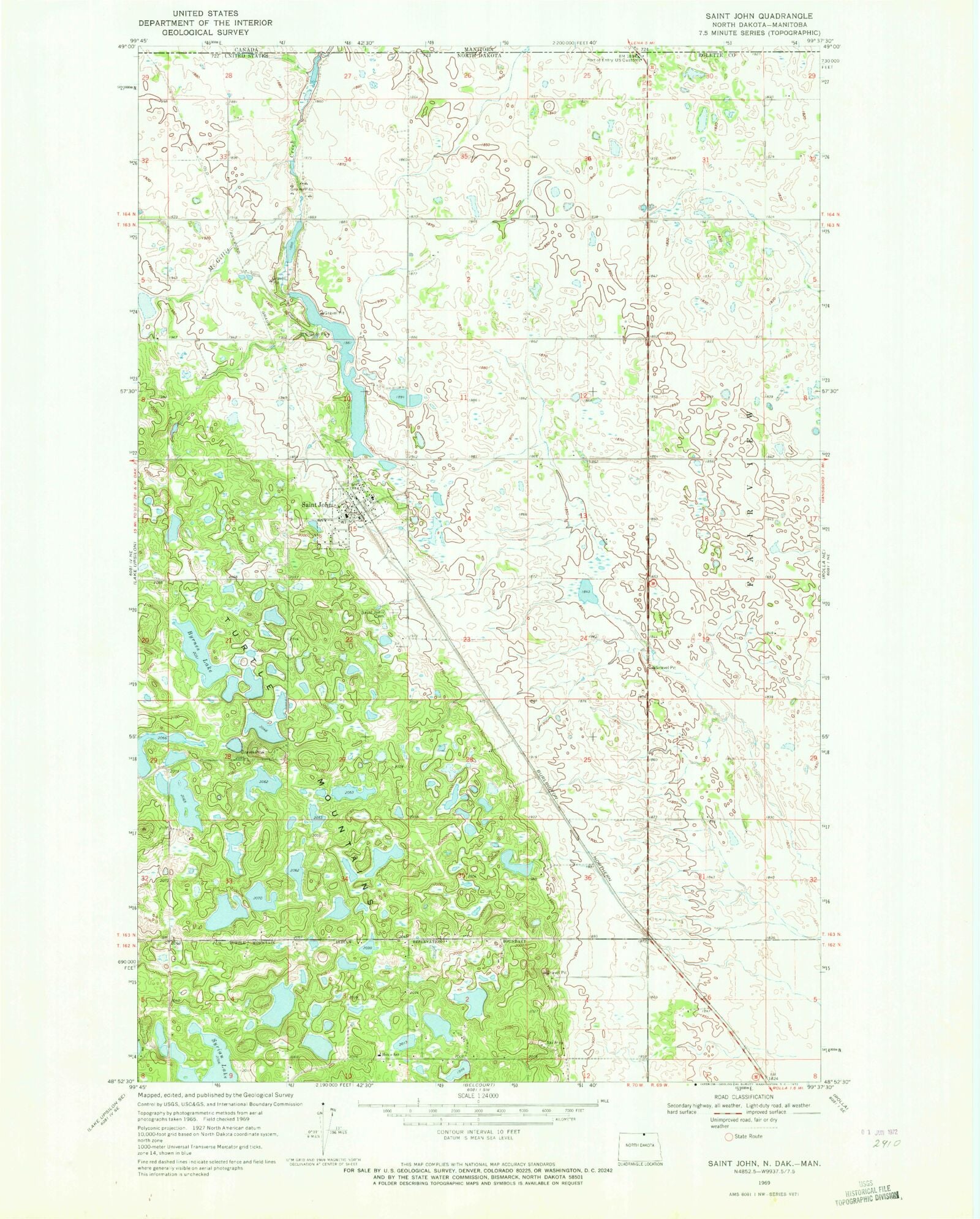 Classic USGS Saint John North Dakota 7.5'x7.5' Topo Map – MyTopo Map Store