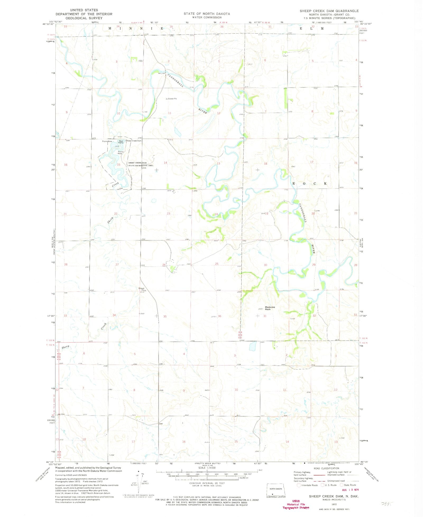 Classic USGS Sheep Creek Dam North Dakota 7.5'x7.5' Topo Map – MyTopo ...