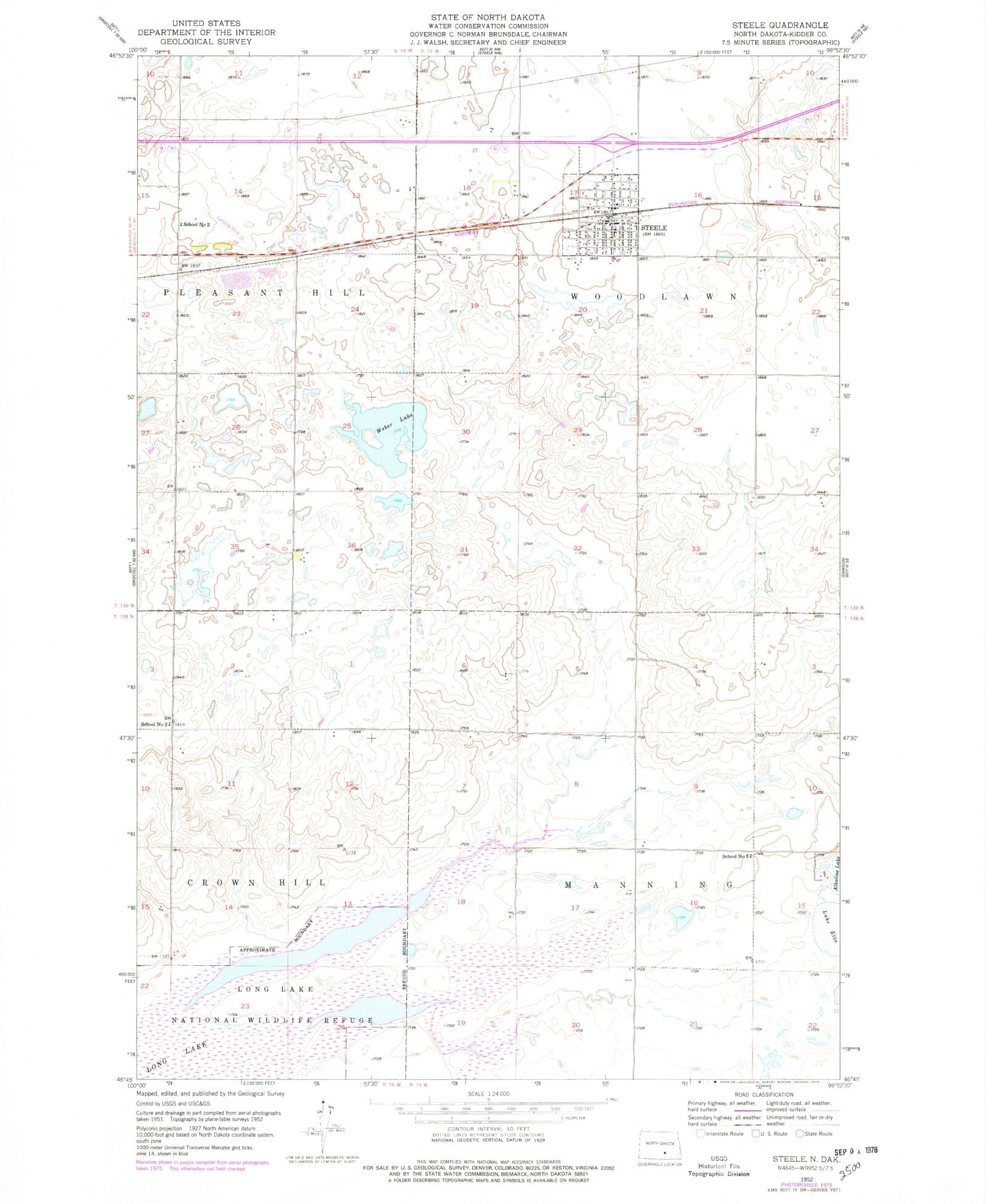 Classic USGS Steele North Dakota 7.5'x7.5' Topo Map – MyTopo Map Store