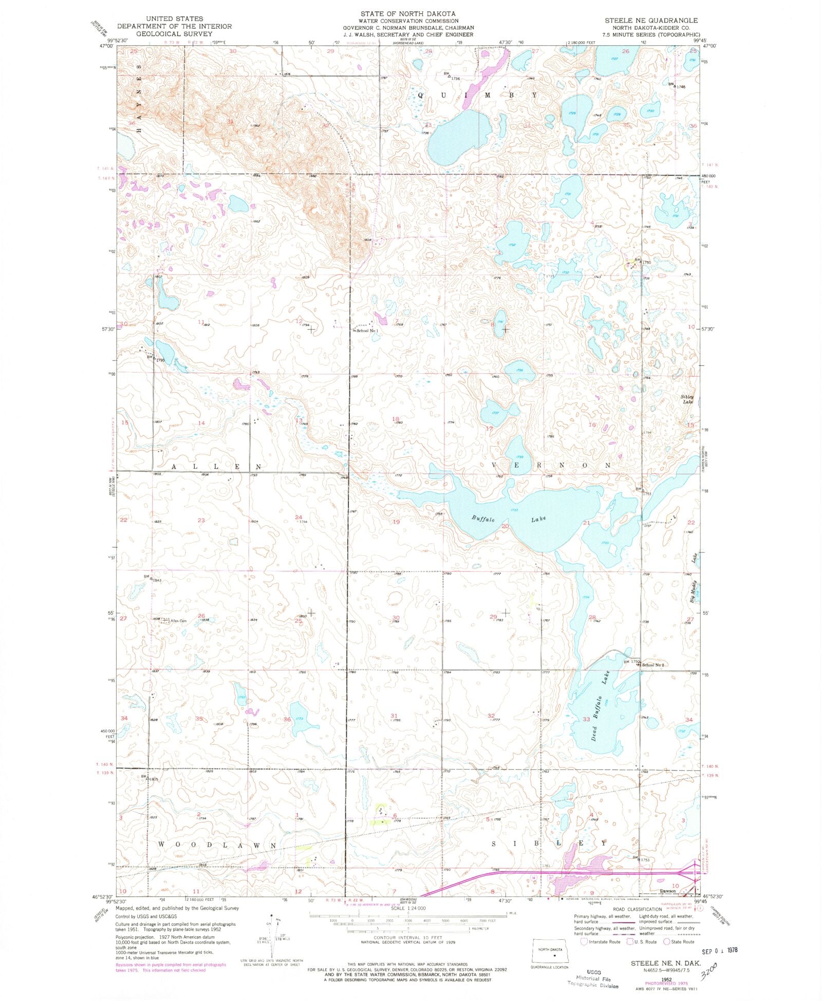 Classic USGS Steele NE North Dakota 7.5'x7.5' Topo Map – MyTopo Map Store