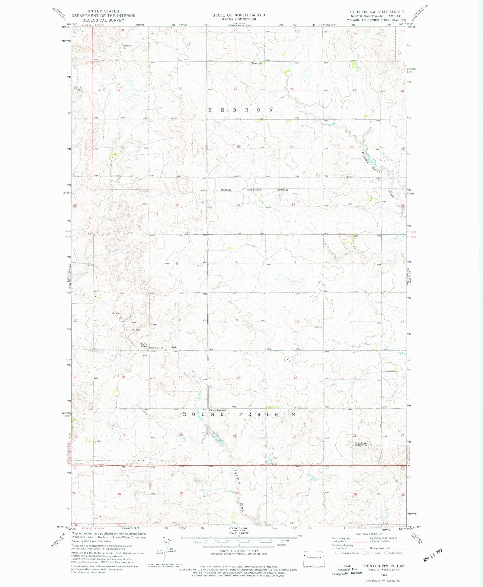 Classic USGS Trenton NW North Dakota 7.5'x7.5' Topo Map – MyTopo Map Store